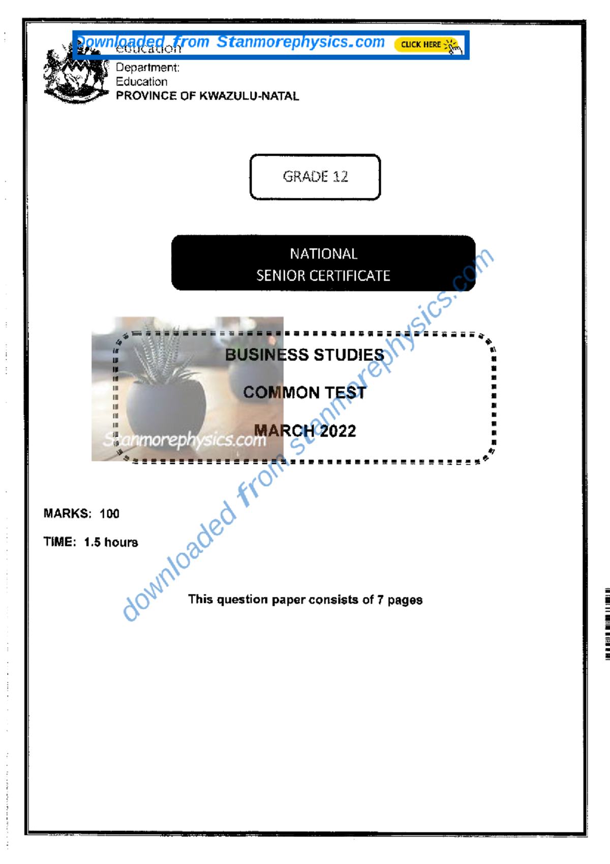 Business Studies March 2022 Grade 12 QP - MNB1501 - Studocu