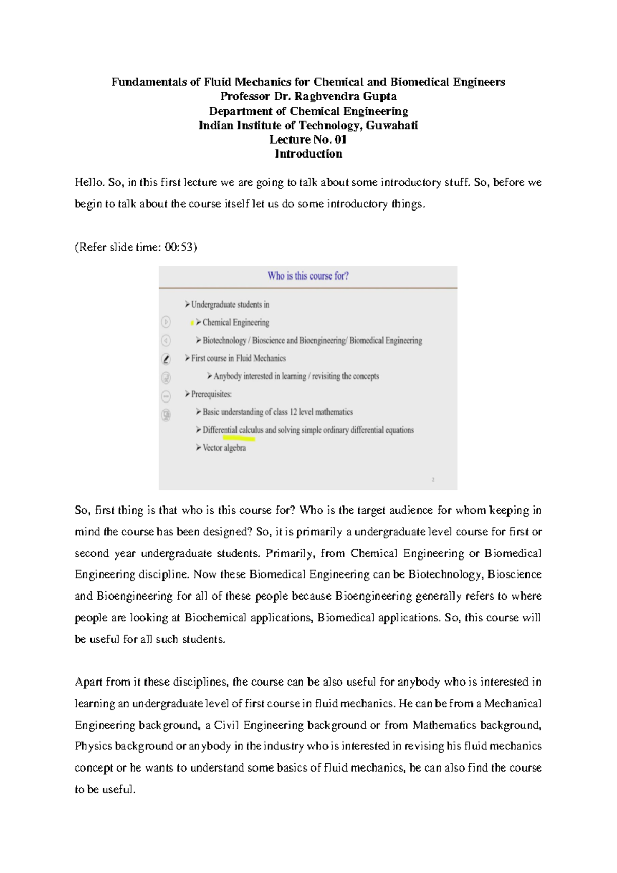 Lecture 01: Introduction to Fluid Mechanics for Chem & Bio Engineers ...