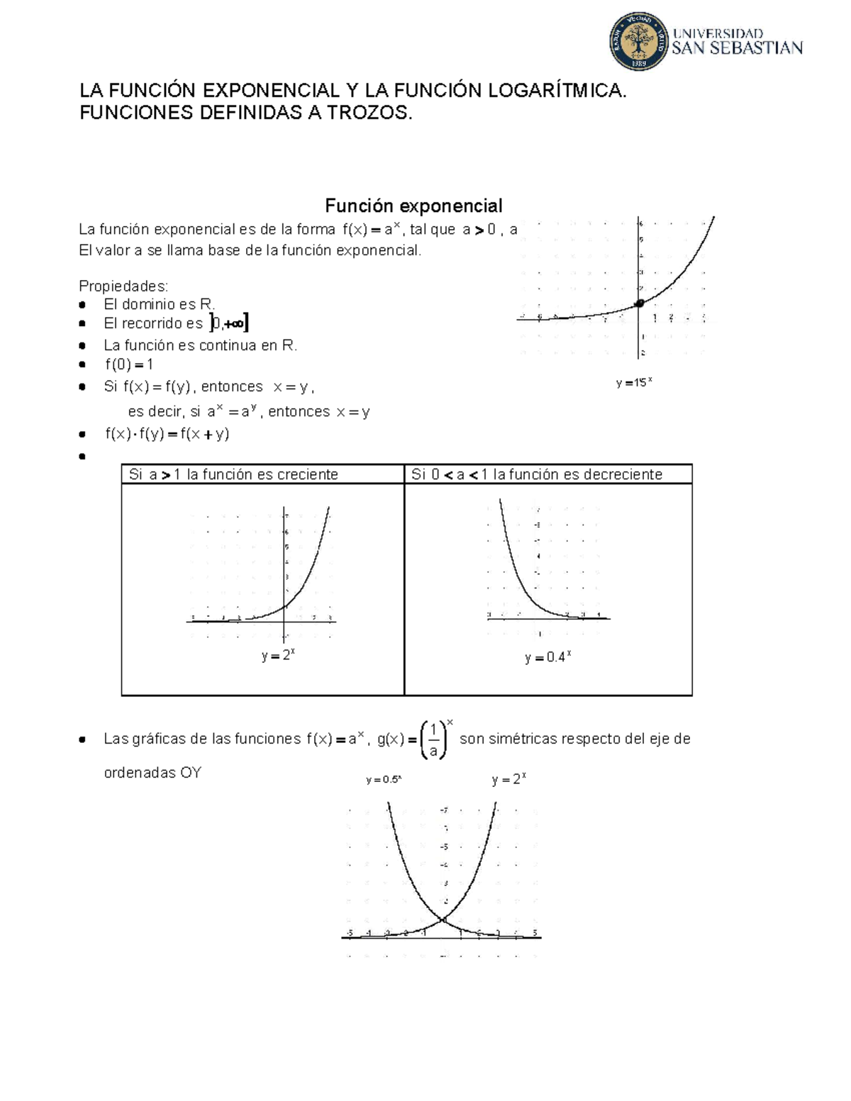 Guía de Estudio: Funciones Exponenciales y Logarítmicas (LA) - Studocu