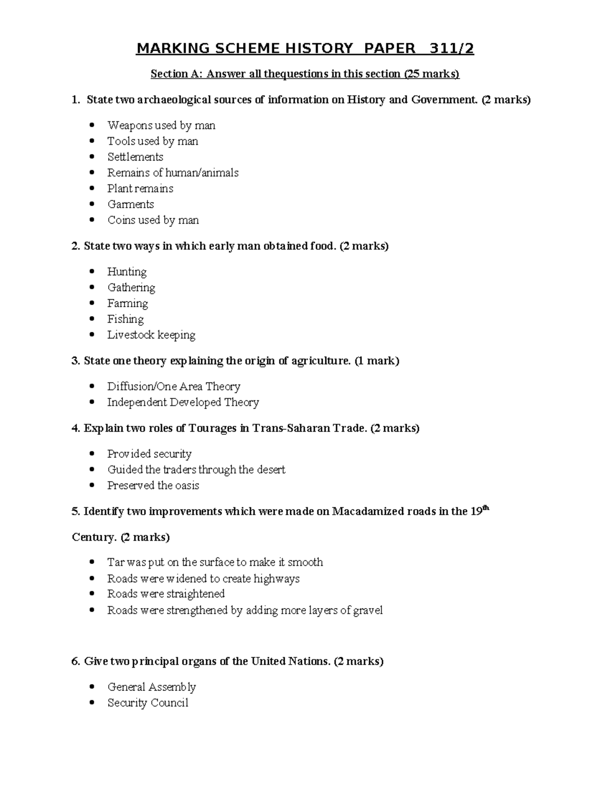 HISTO 101: Marking Scheme for History Paper Assessment - Studocu