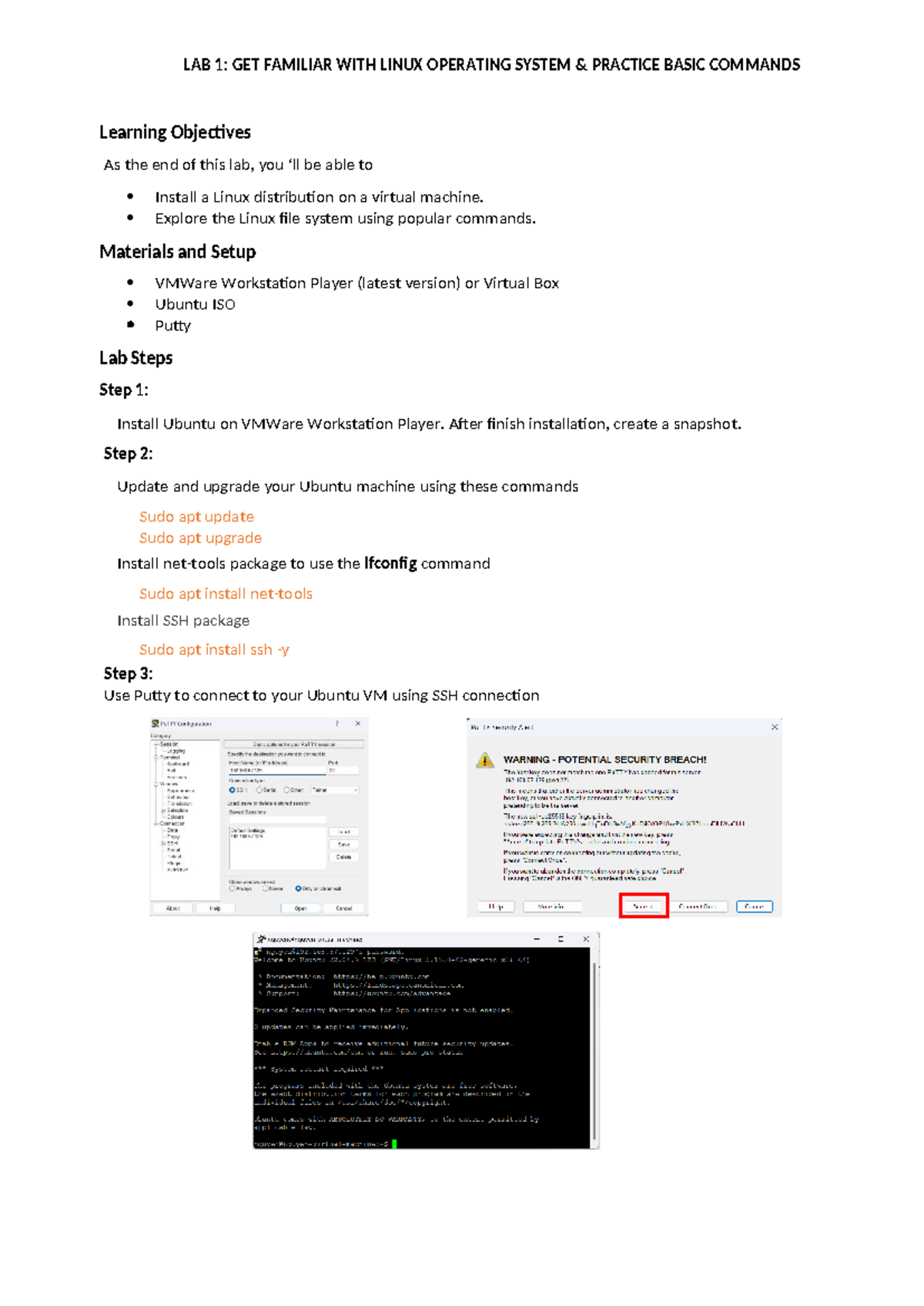 Linux 101: Basic Commands Lab for OS Installation & Practice - Studocu
