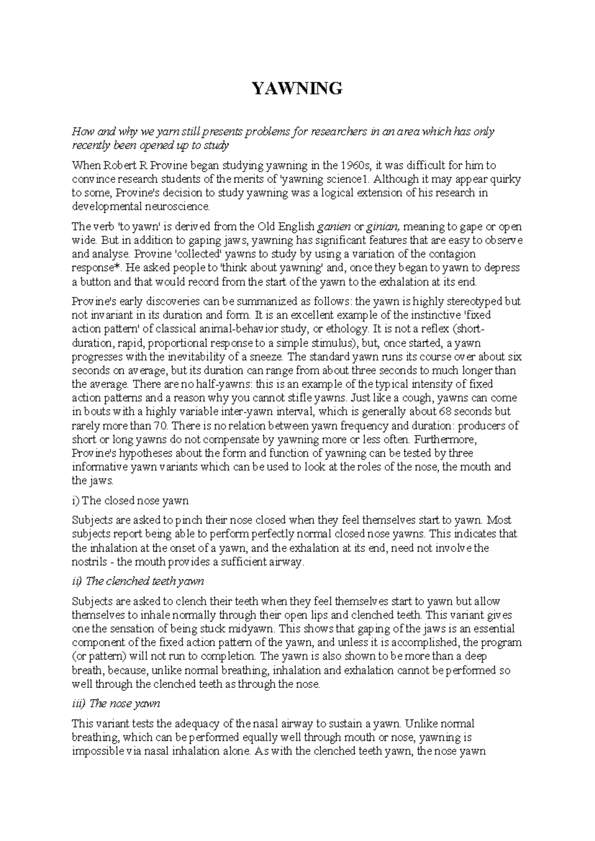 4. Reading - Yawning - Practical Materials and Insights on Provine's ...