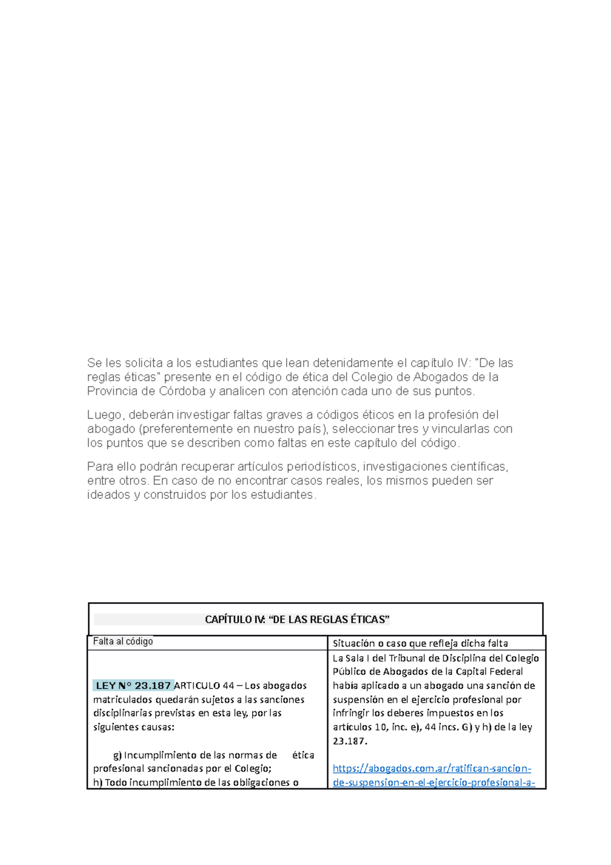TP 4 - Ética y Deontología: Análisis de Faltas en Abogacía - Studocu