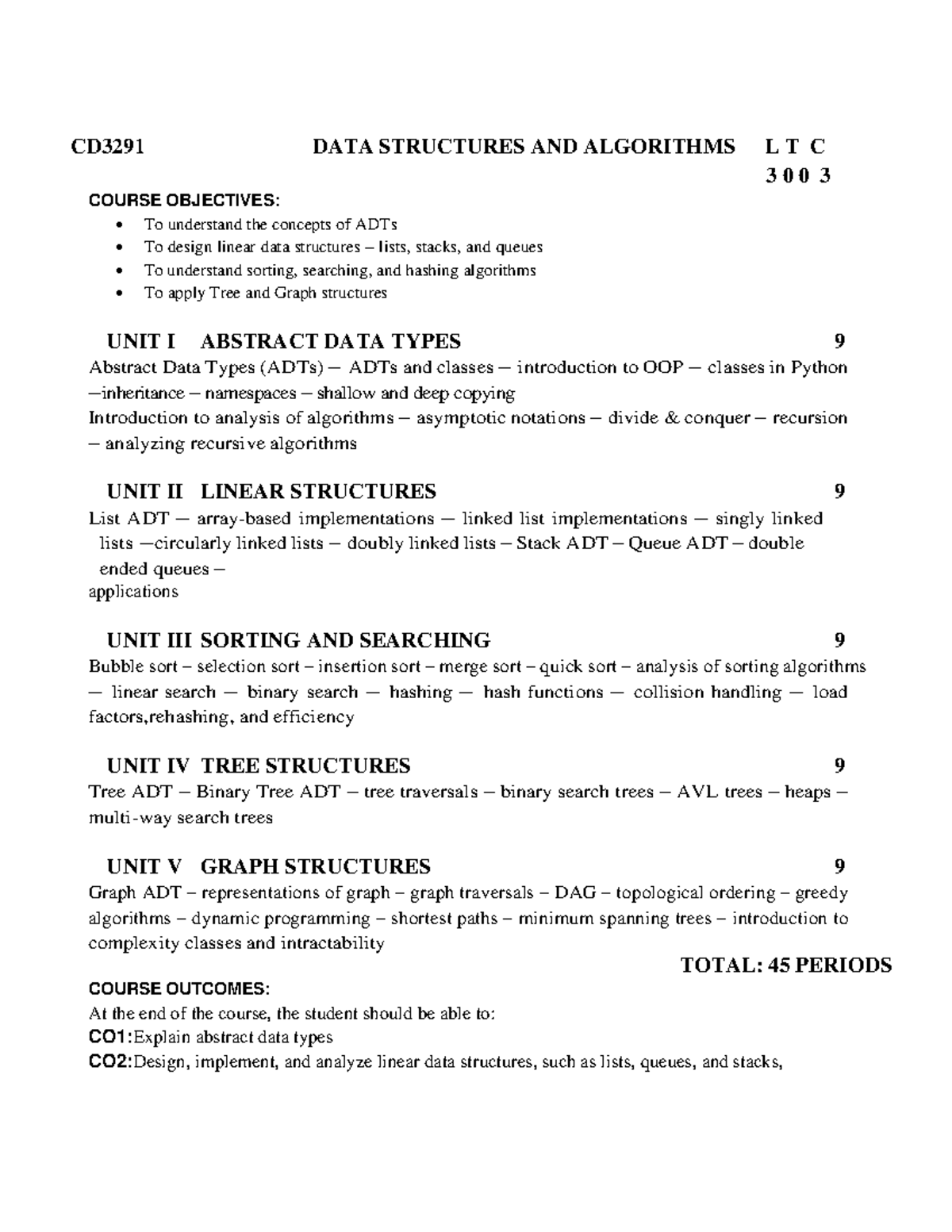 CD3291 Data Structures and Algorithms Lecture Notes - Studocu