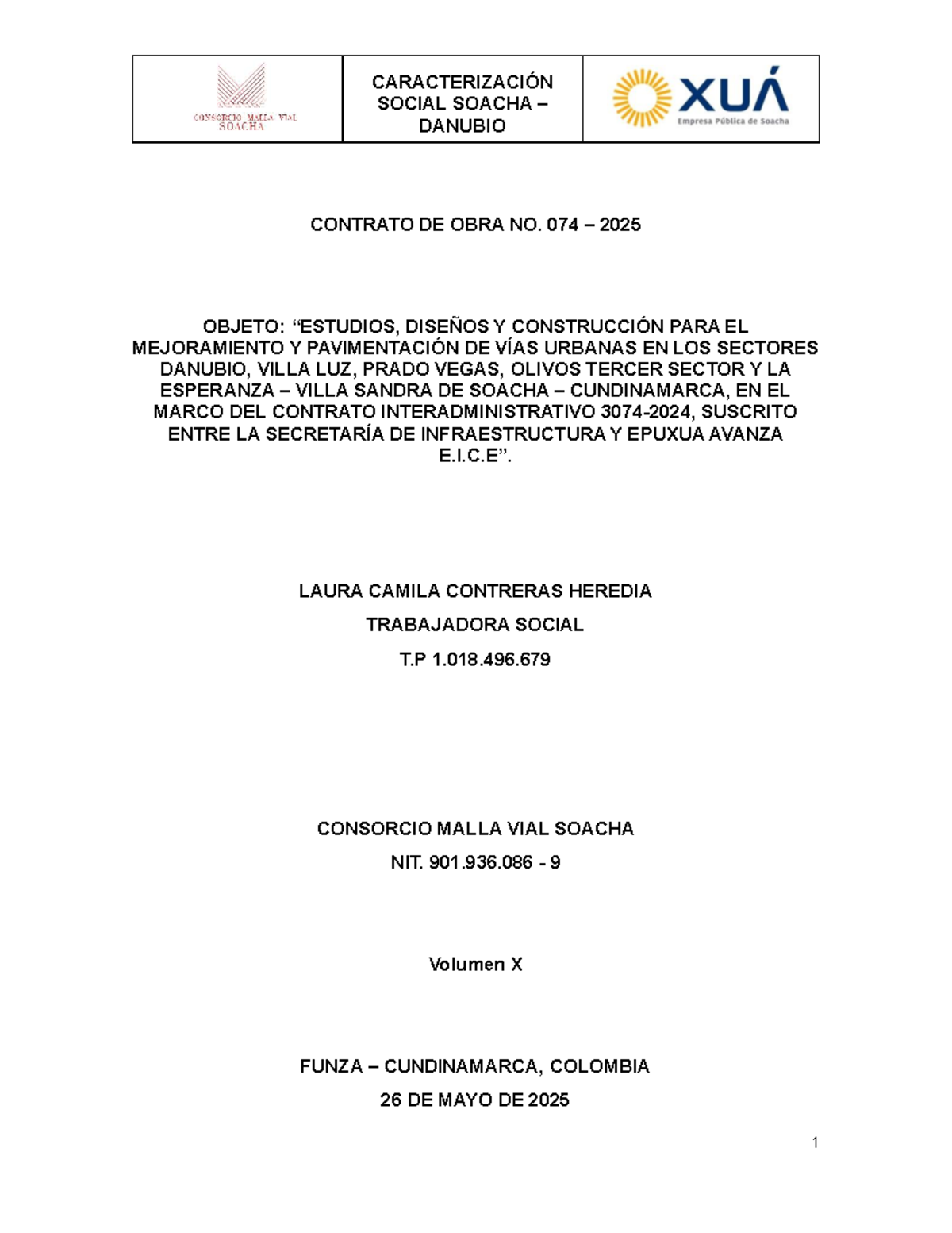 Caracterización Social de Soacha Danubio - Contrato de Obra No. 074 ...