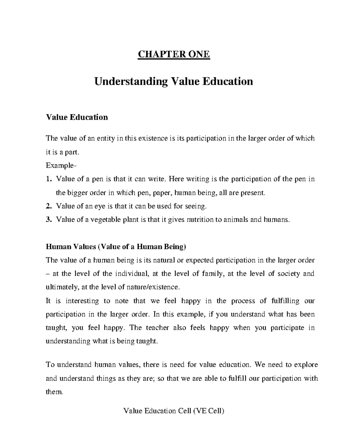 UHVPE 101: Chapter 1 - Understanding Value Education and Human Values ...