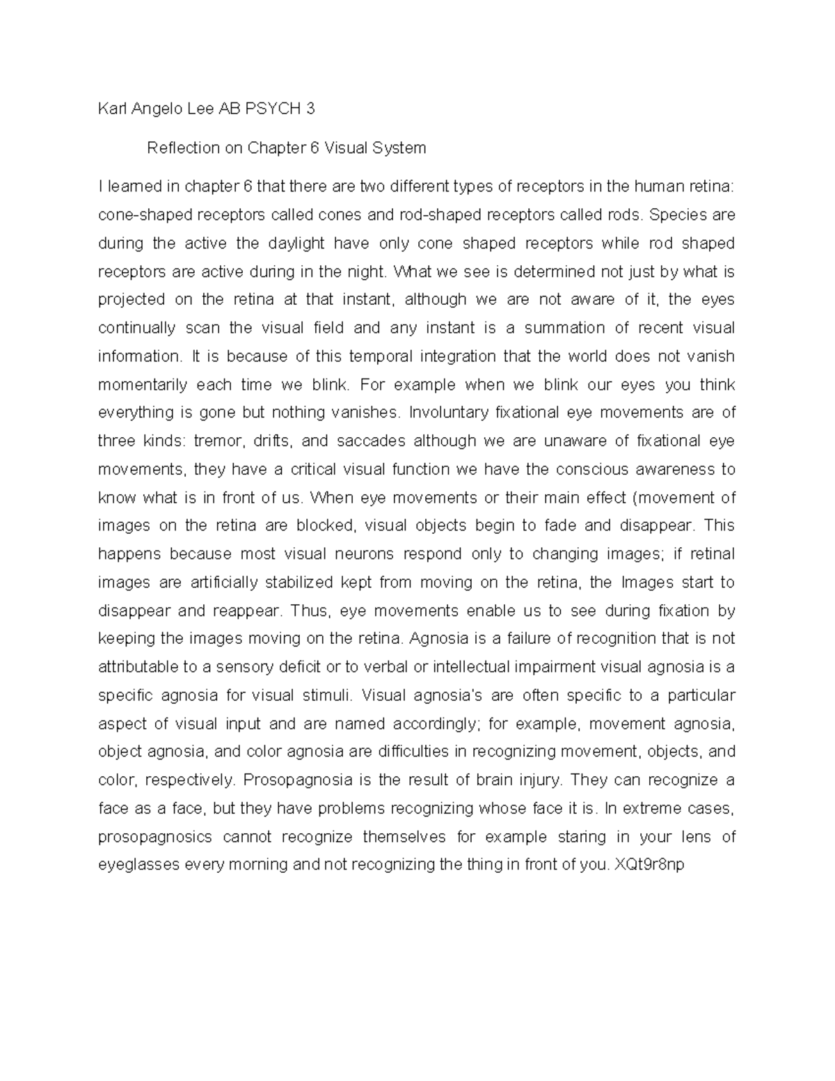 michaeljsskkskk - Karl Angelo Lee AB PSYCH 3 Reflection on Chapter 6 ...