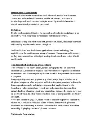 Unit3.1 Multimedia TEXT - MULTIMEDIA TEXT Concept of Plain and ...