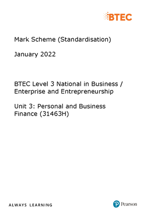 [Solved] What formulas do you need for BTEC business level 3 unit 7 ...