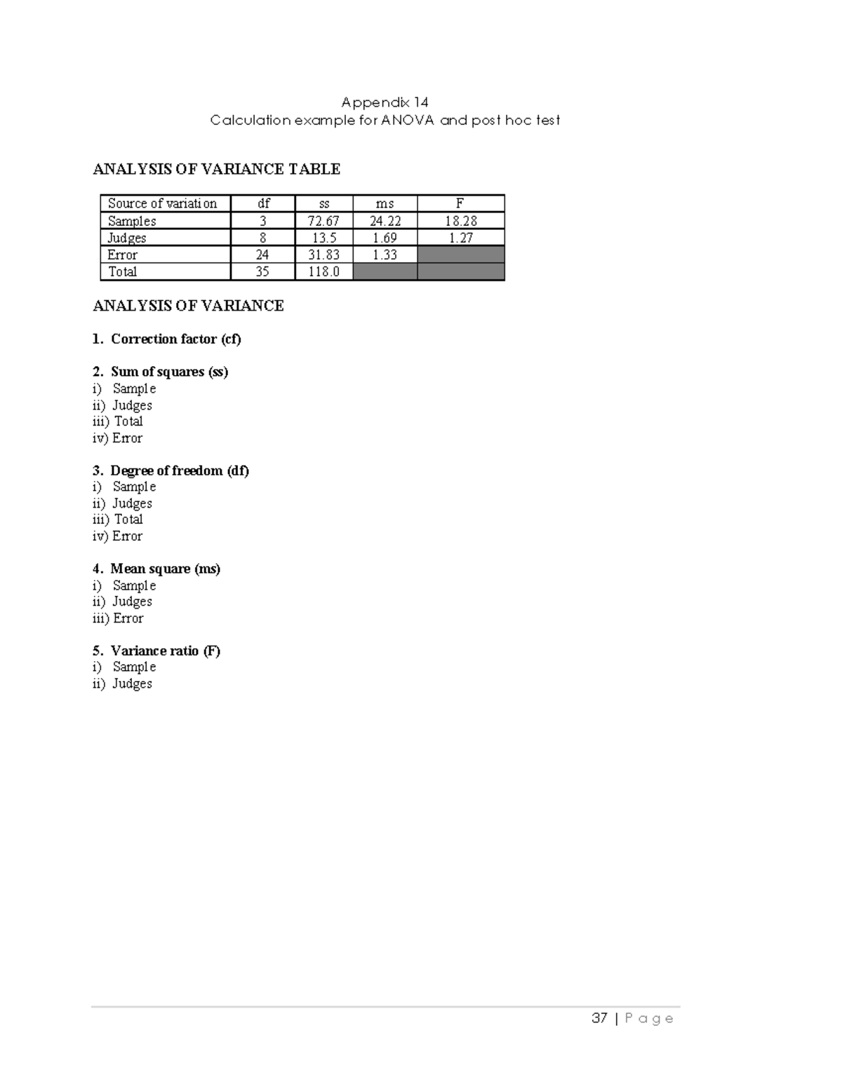 Appendix 14: ANOVA Calculation Example & Post Hoc Test Analysis - Studocu