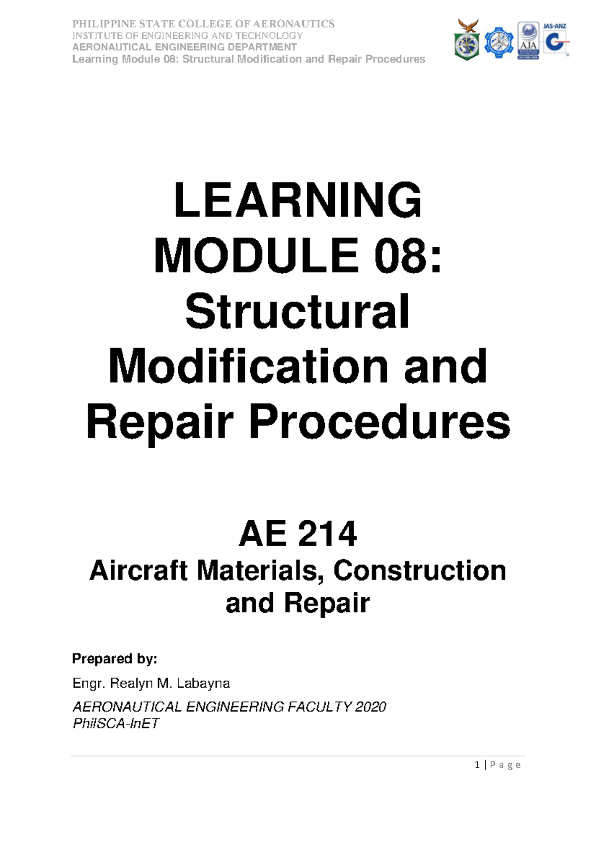AE 214 - Learning Module 08: Structural Modification & Repair ...