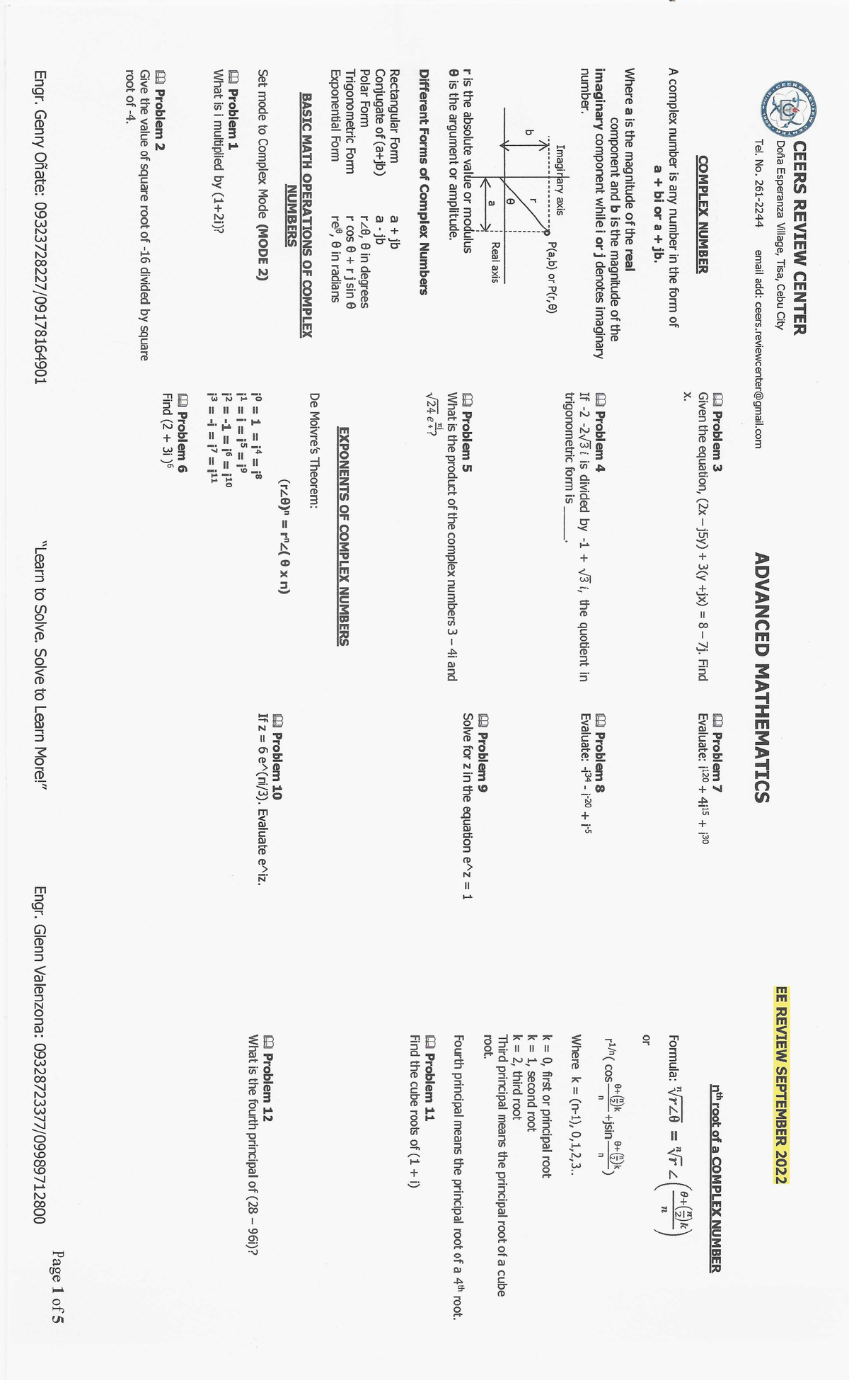 Advanced MATH EE Review: Complex Numbers, Matrices & Series - Studocu