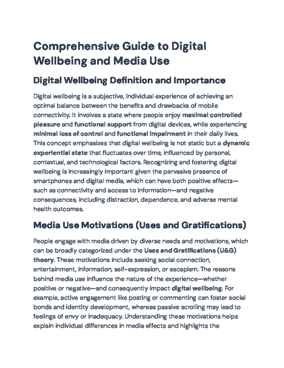 Comprehensive Guide to Digital Wellbeing & Media Use Analysis (DWM 101 ...