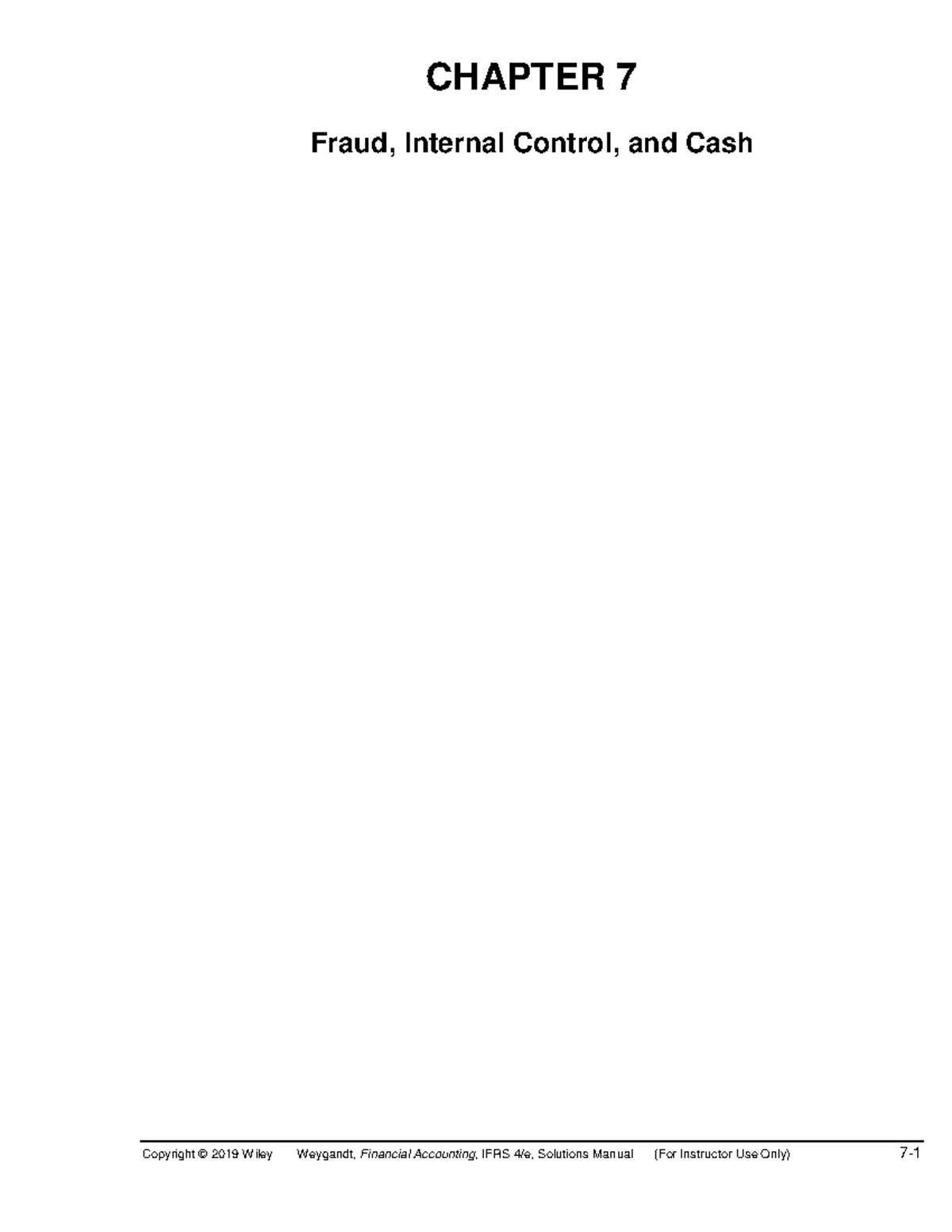 Chapter 7 - Fraud, Internal Control, & Cash Solutions Guide - Studocu