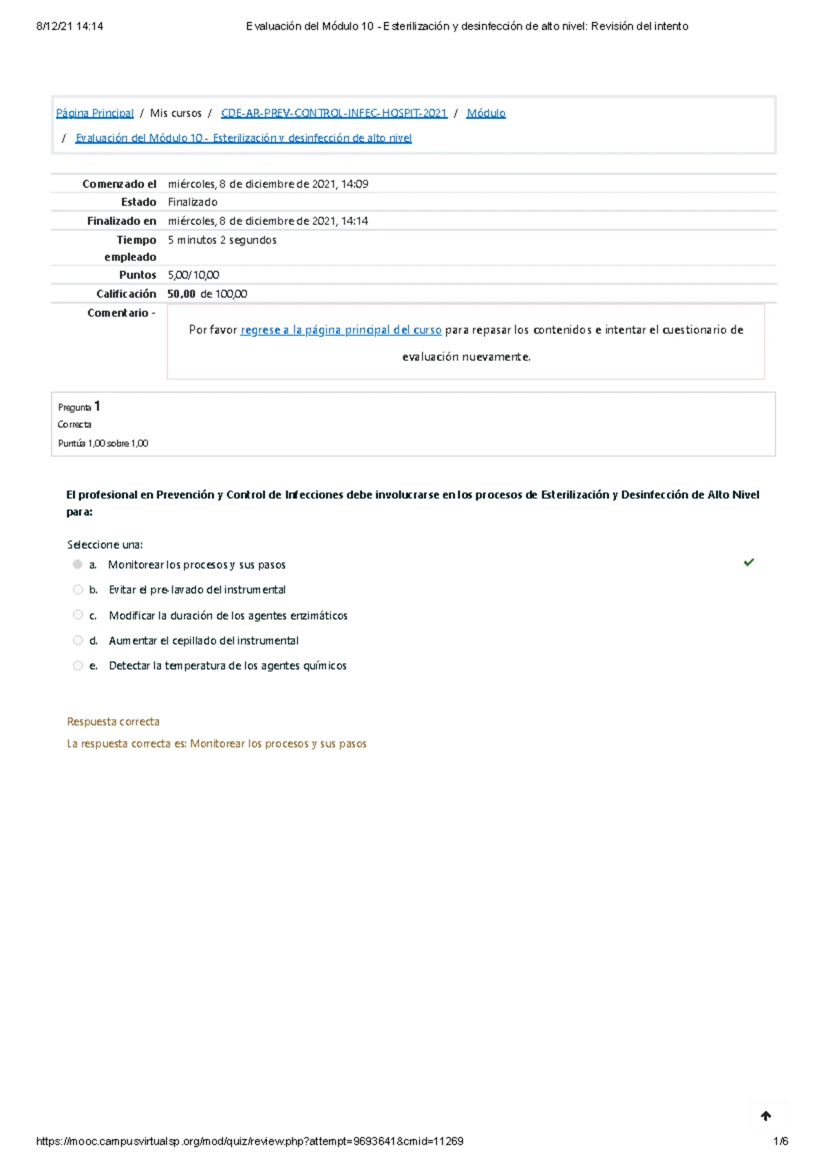 Evaluación del Módulo 10 - Por favor regrese a la página principal del ...