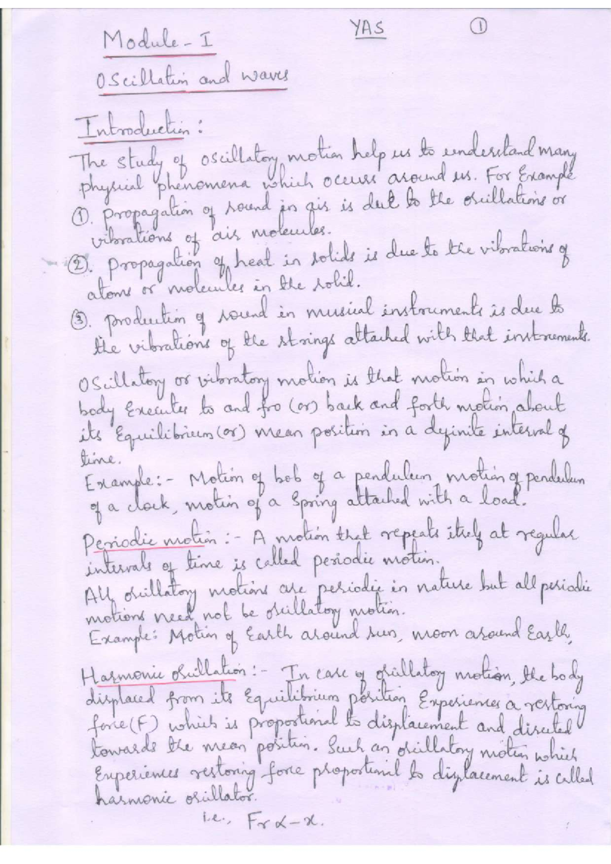 Module 1: Oscillations and Waves Notes - Studocu