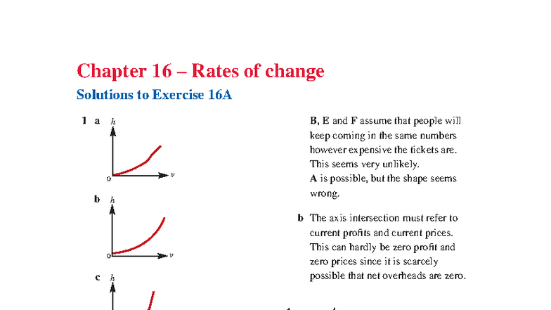 Chapter 16 Rates of Change: Solutions to Exercises 16A-16E - Studocu