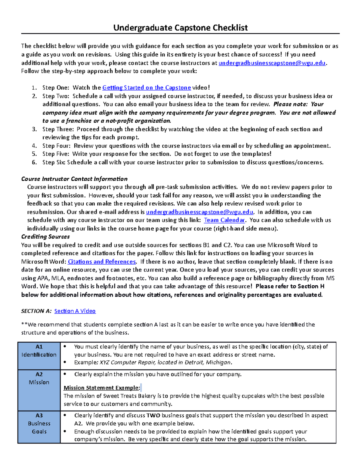 Undergrad Capstone Checklist - Undergraduate Capstone Checklist The ...