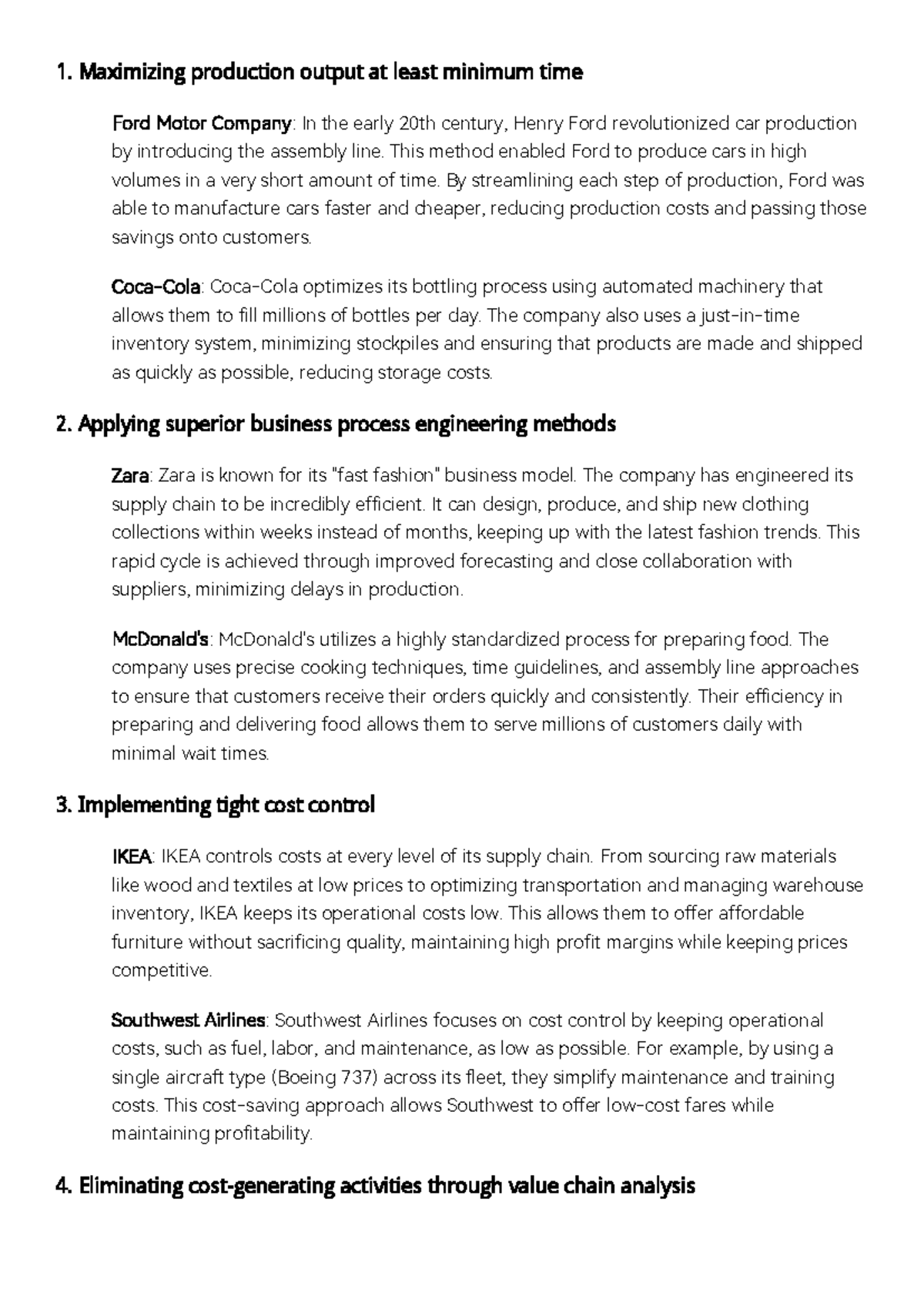 Moreexplanation - cost leadershipn - 1. Maximizing production output at ...