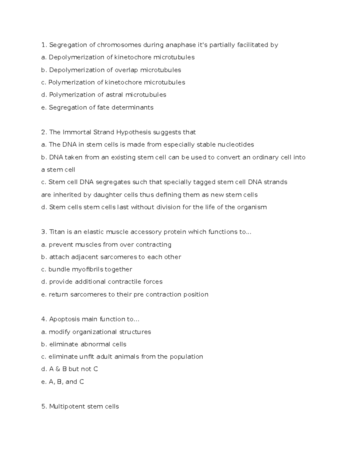 Cell Bio Exam 4 edited - cell bio review exam - Segregation of ...