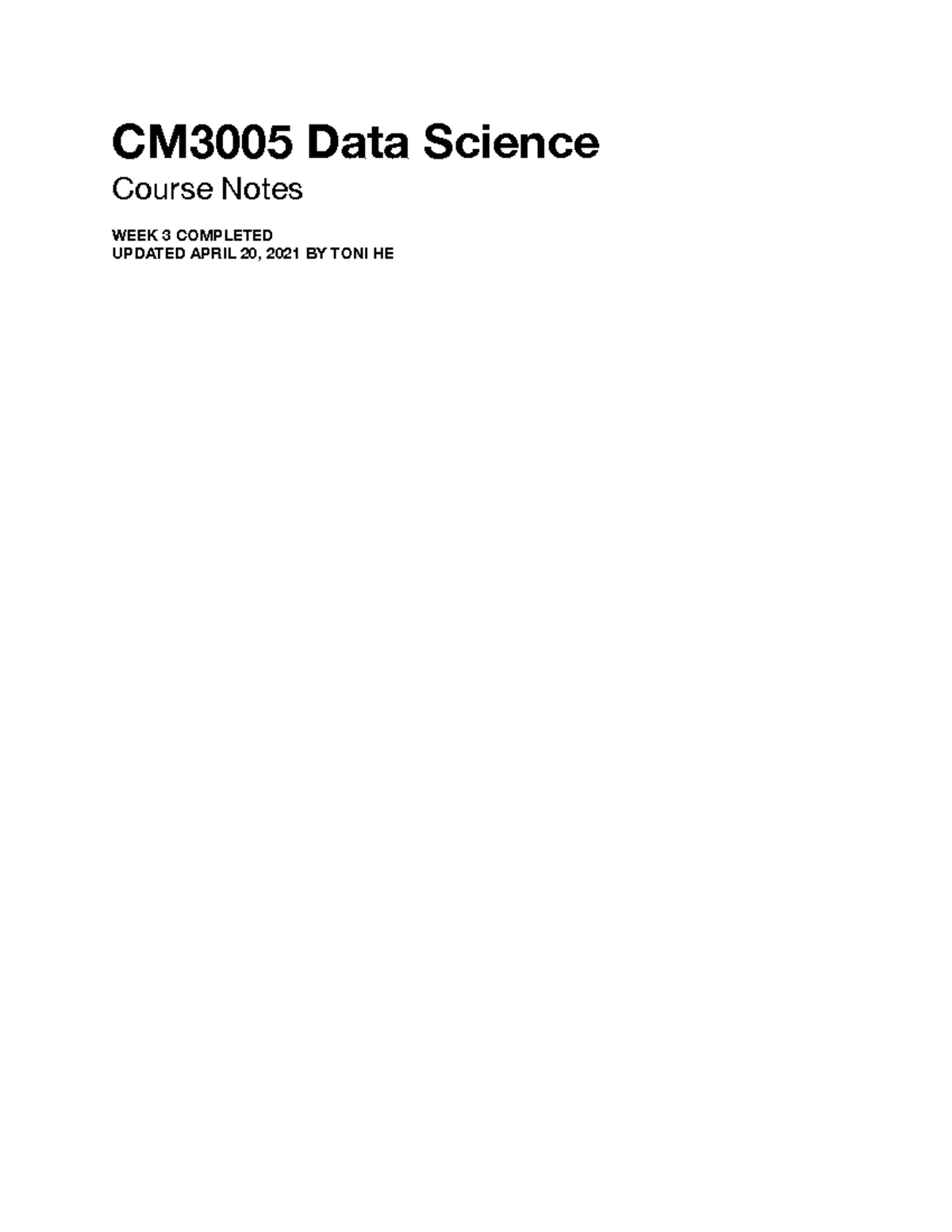 Data Science Notes - CM3005 Data Science Course Notes WEEK 3 COMPLETED ...