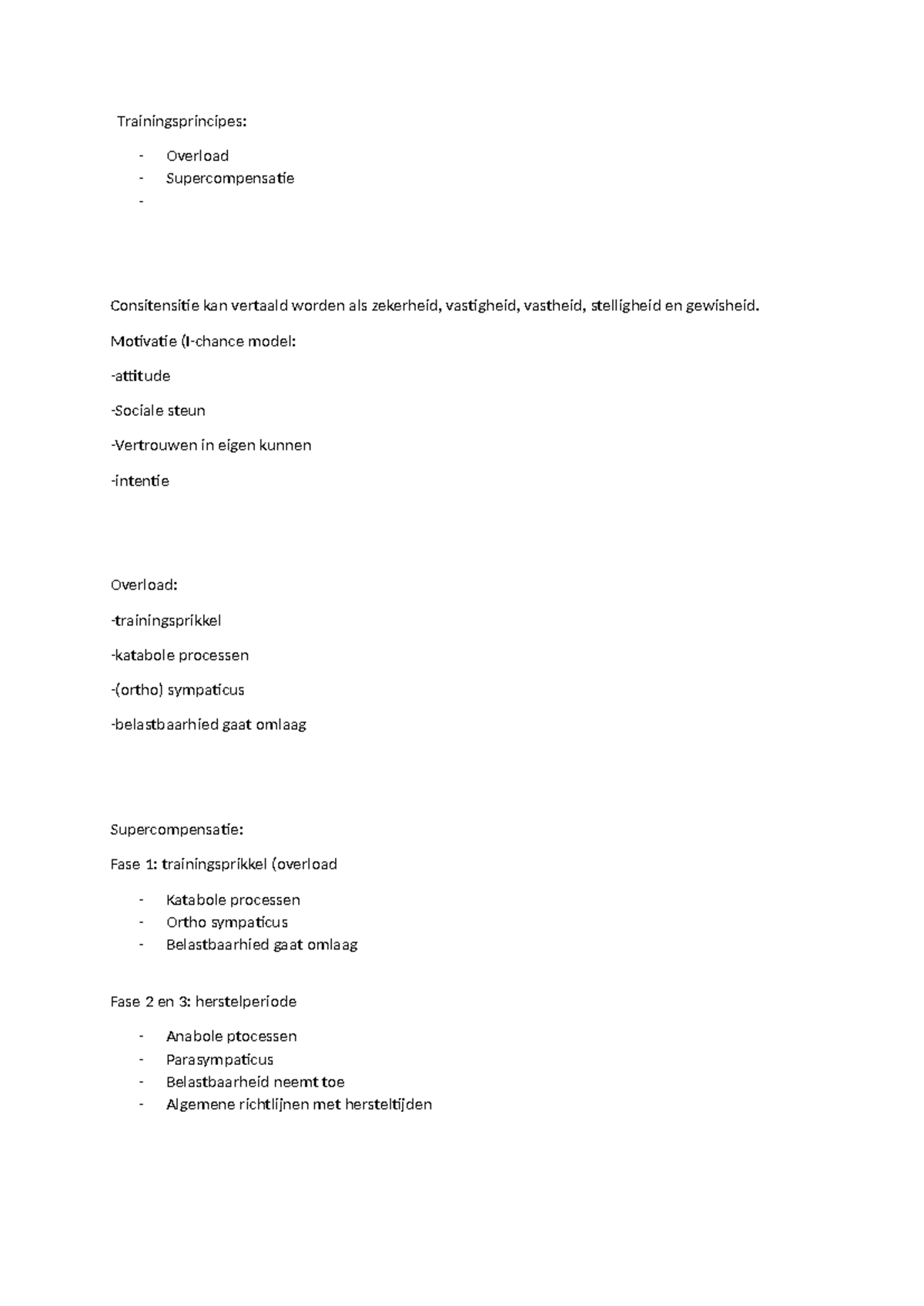 Trainingsprincipes - Themas 3: Overload en Supercompensatie - Studeersnel