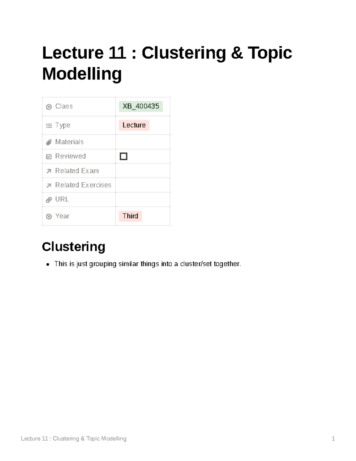 Lecture XB_11: Clustering & Topic Modelling Concepts Explained - Studeersnel