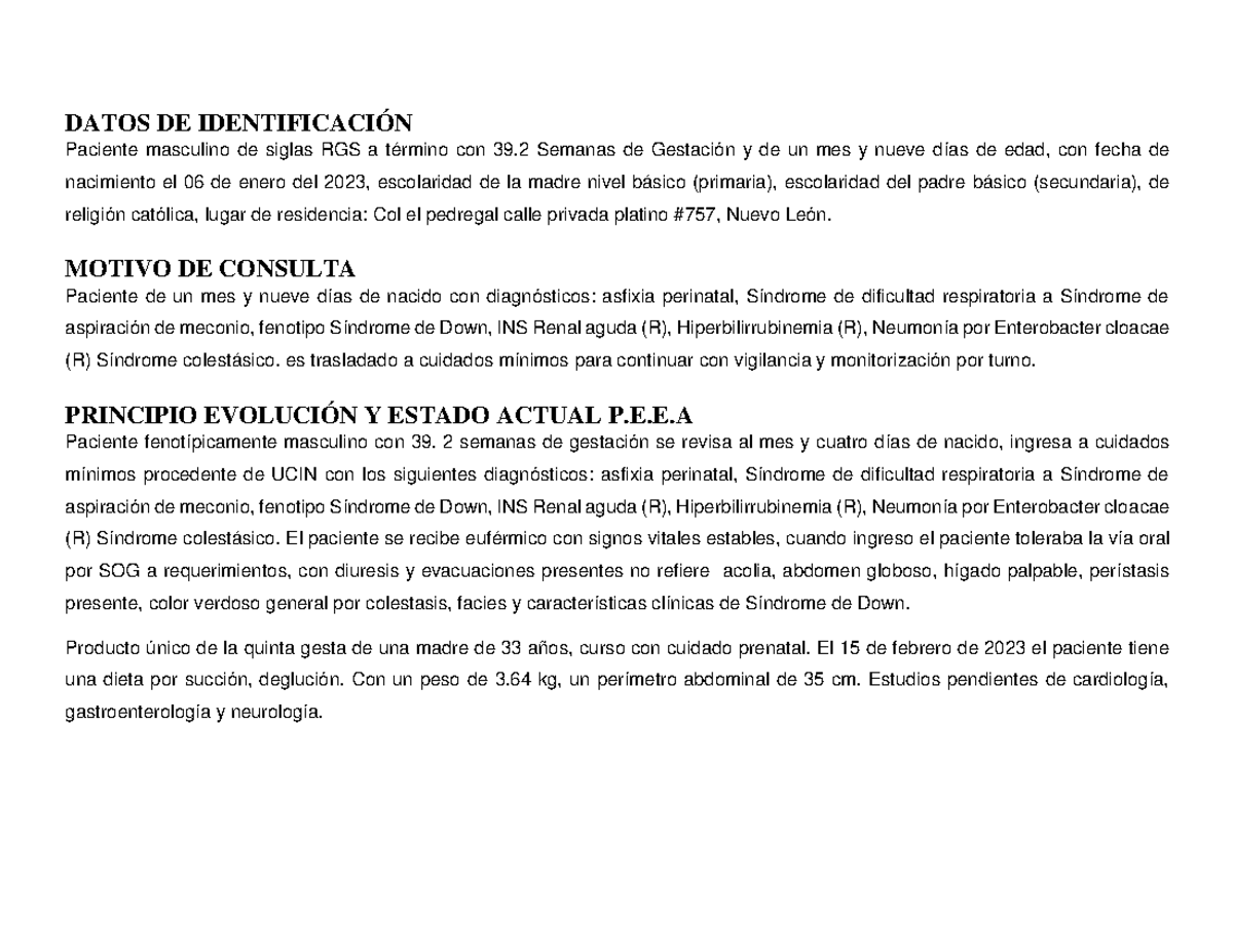 CASO 12 UCIN - CASO FICTICIO UCIN - DATOS DE IDENTIFICACIÓN Paciente ...