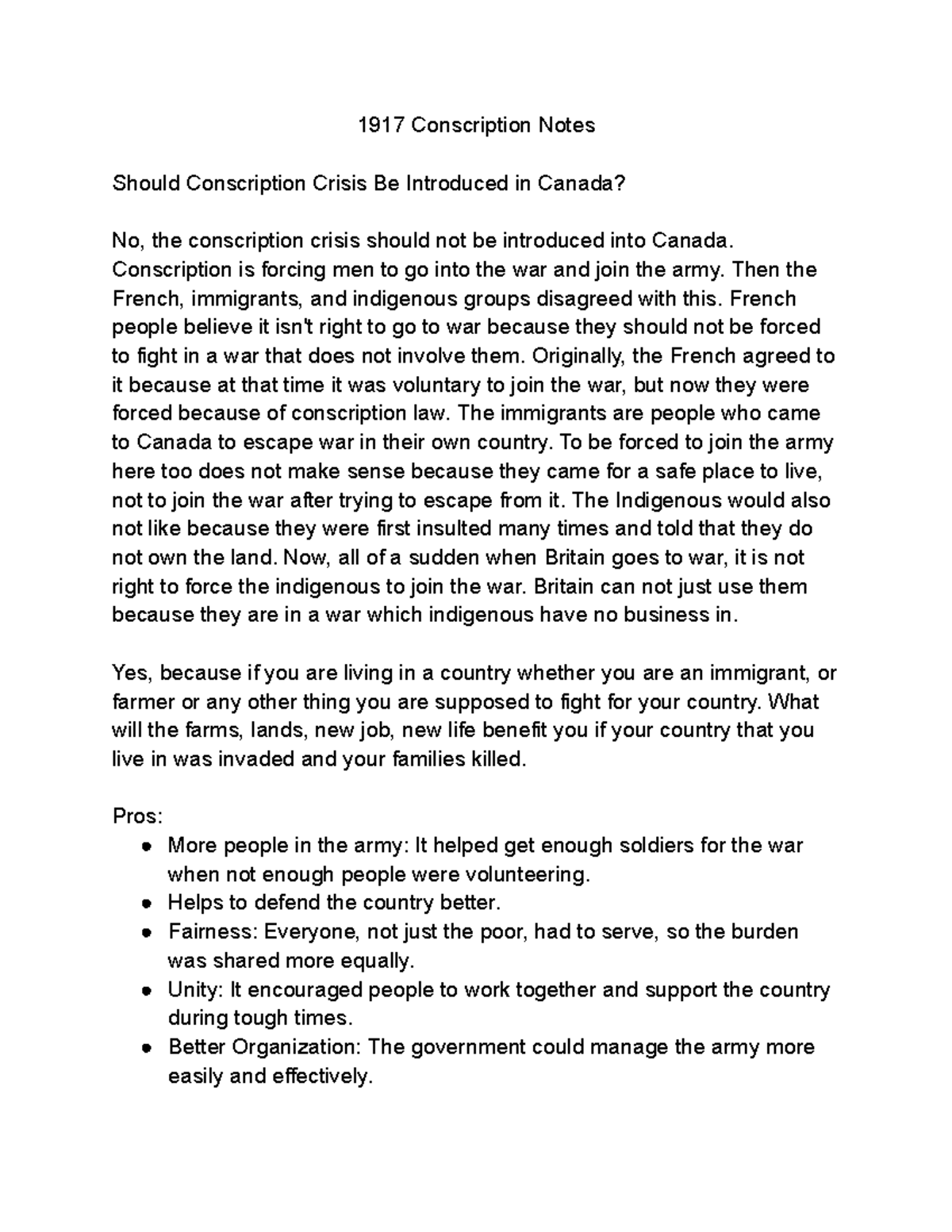 Conscription Notes: - 1917 Conscription Notes Should Conscription ...