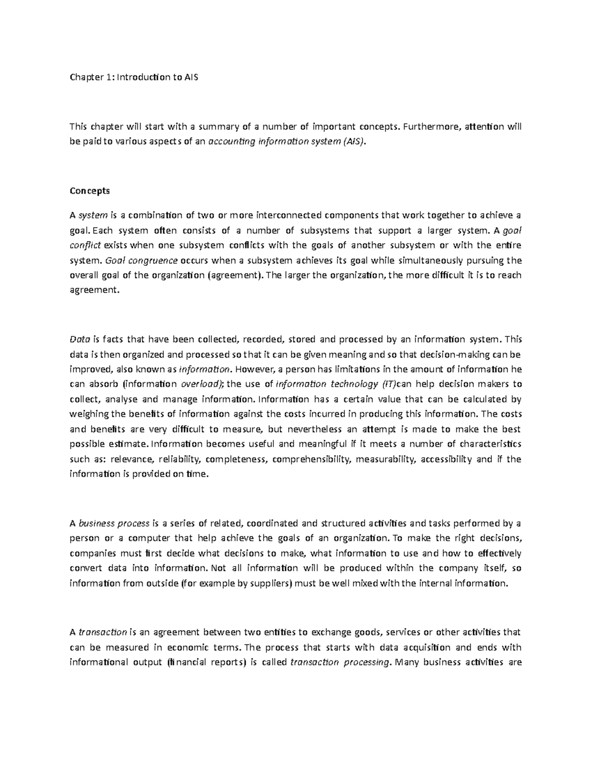 Accounting Information Systems (AIS) Overview and Key Concepts - Studocu
