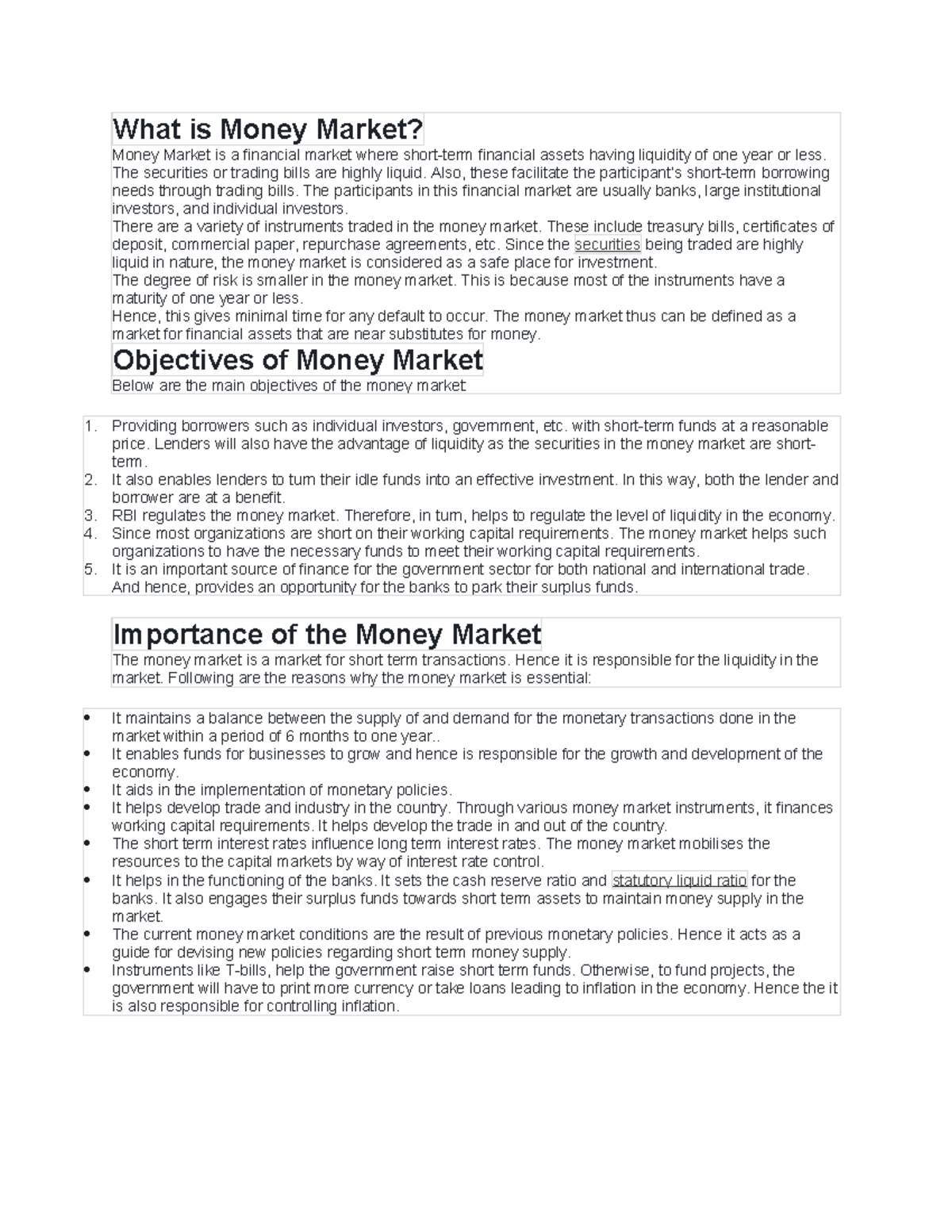 Money Market Instruments: Overview, Types, and Importance - Studocu