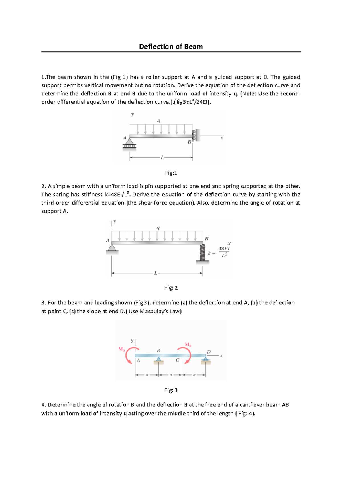 Beam Deflection Analysis: Engineering Mechanics (ENG101) - Studocu