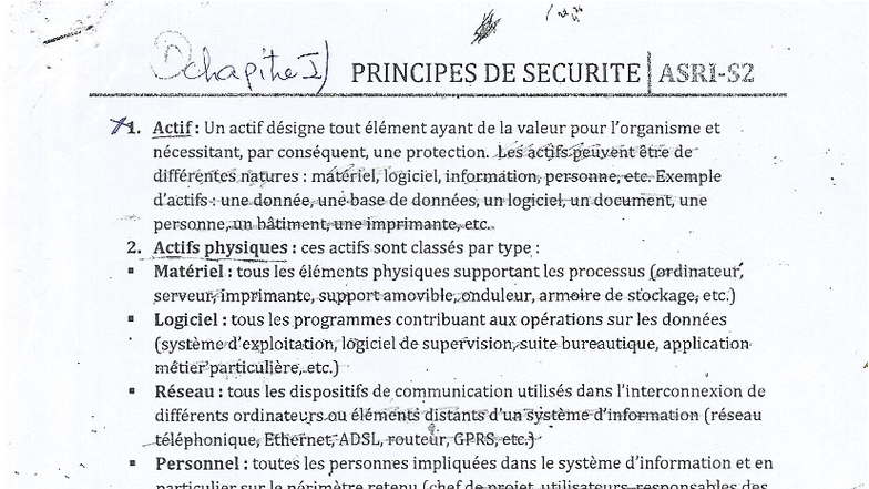 PRINCIPES DE SÉCURITÉ M - Actifs, Menaces et Risques DJAIL.F - Studocu