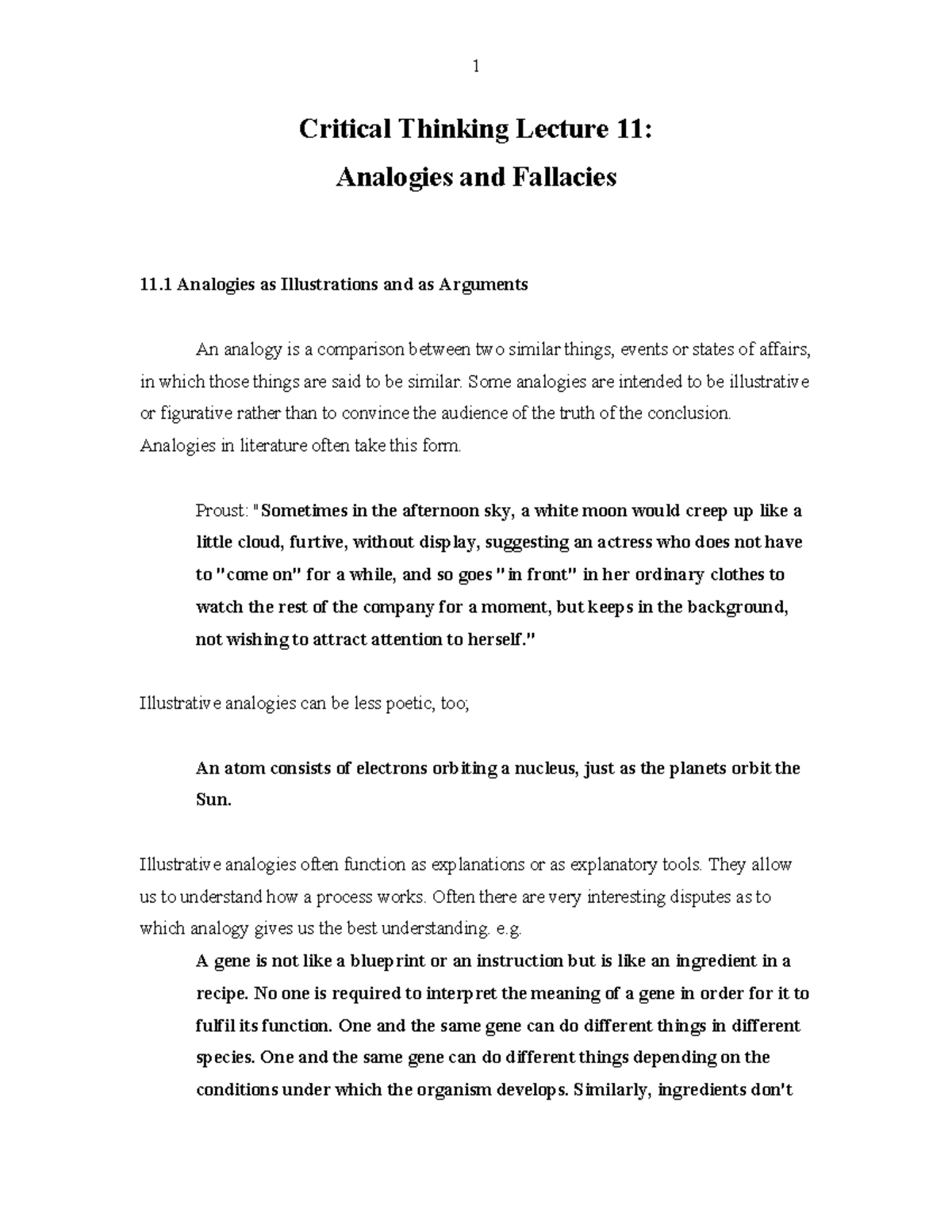 Critical Thinking Lecture 11: Analogies, Fallacies & Moral Reasoning ...