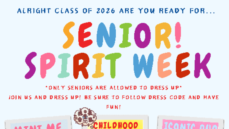 Senior Week Spirit Activities for Class of 2026 - Studocu
