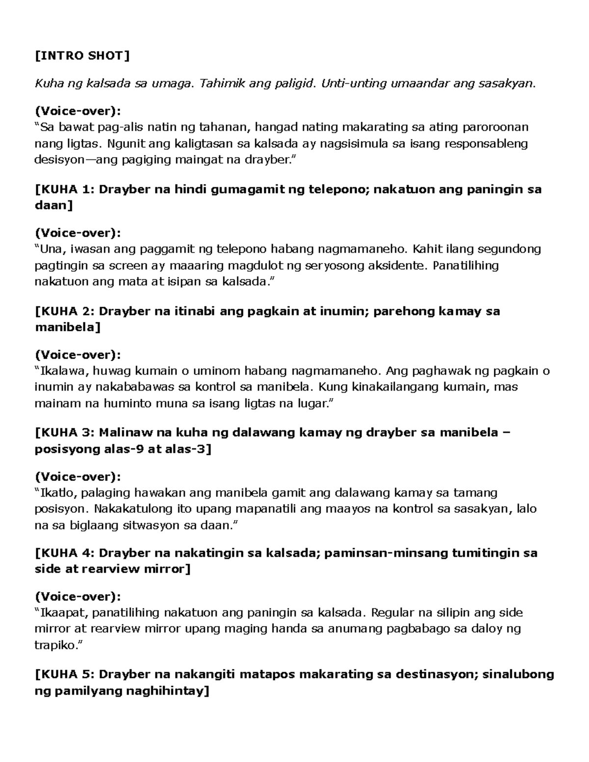 Road Safety Guidelines: Drayber Tips for Safe Driving - Studocu