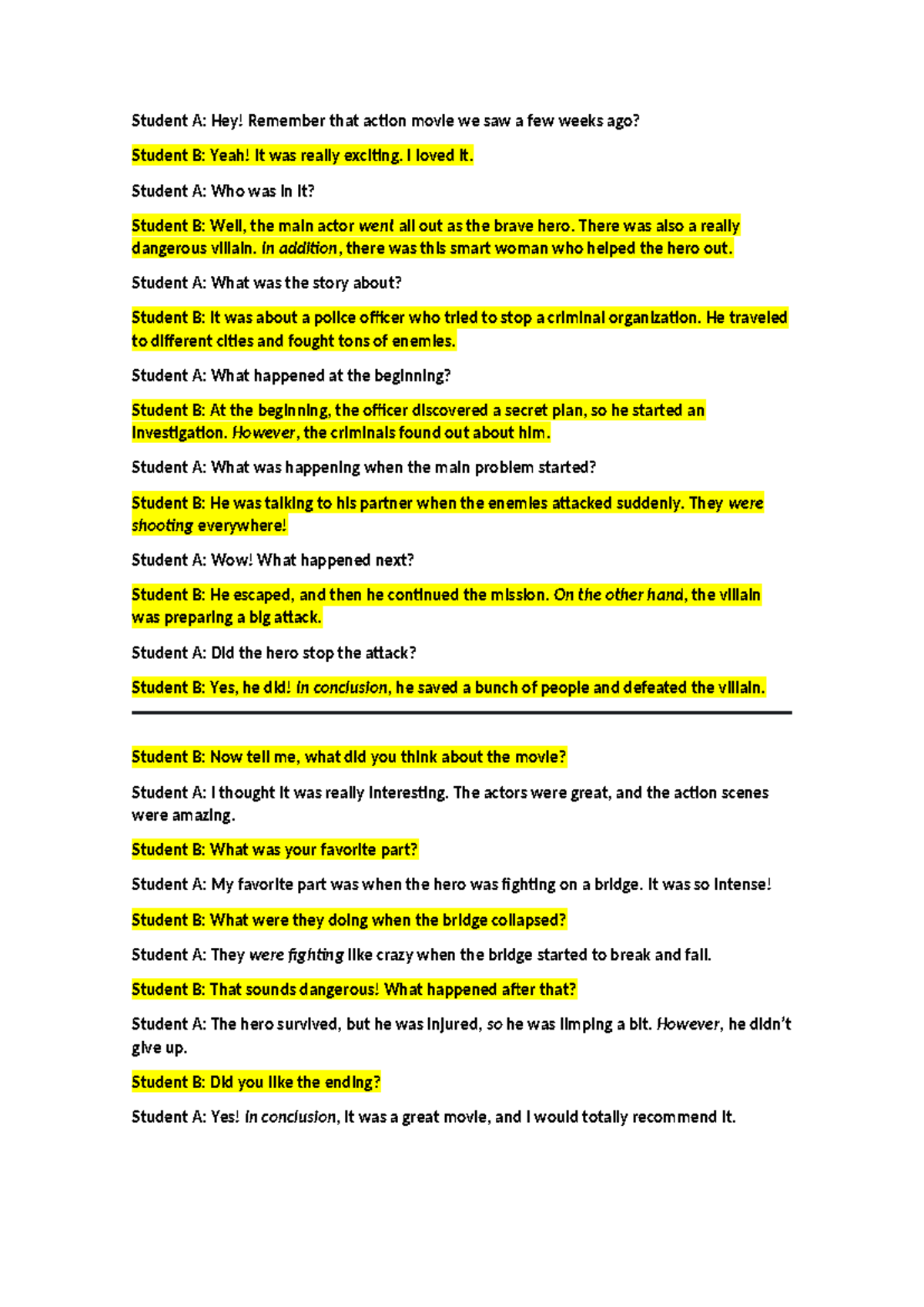 WEEK 03 PARA Video: Action Movie Discussion and Analysis - Studocu