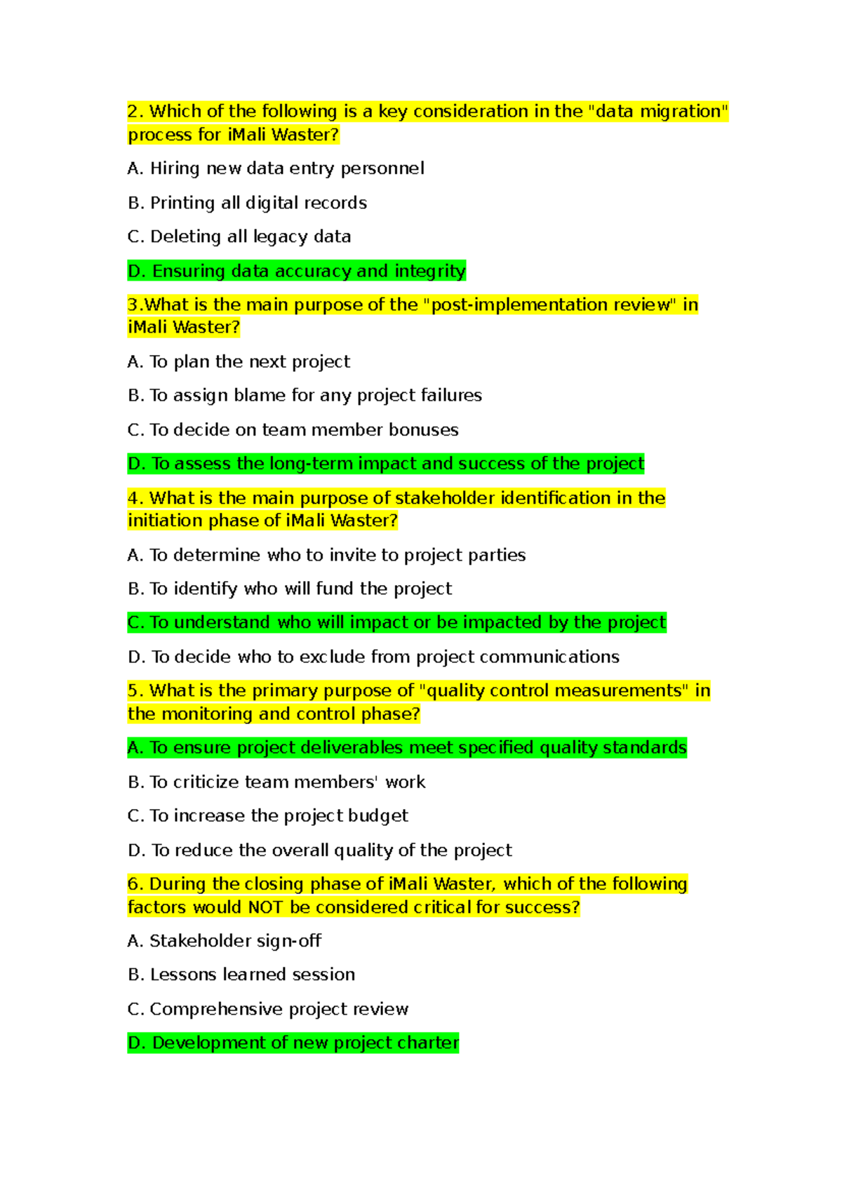 IFS 233 Ikamva Project Management Key Questions and Answers - Studocu