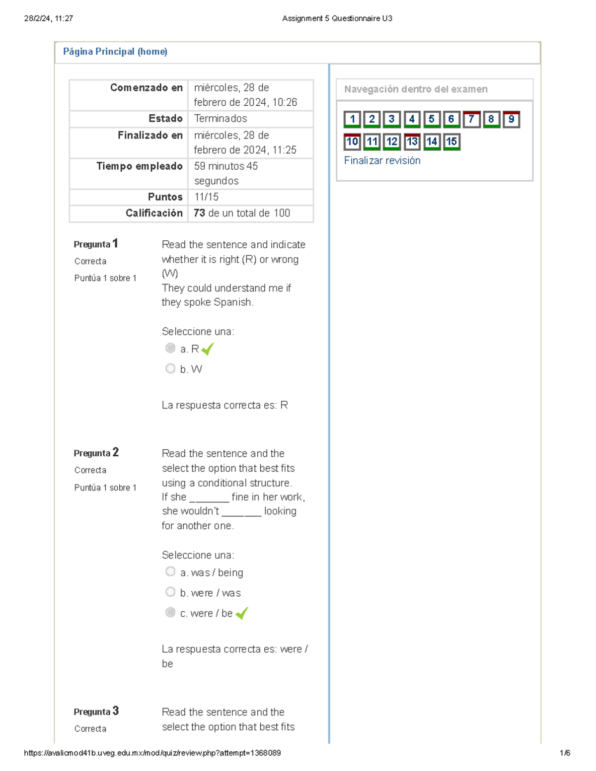 Assignment 5 - Questionnaire U3 - Conditional Structures and Answers - Studocu