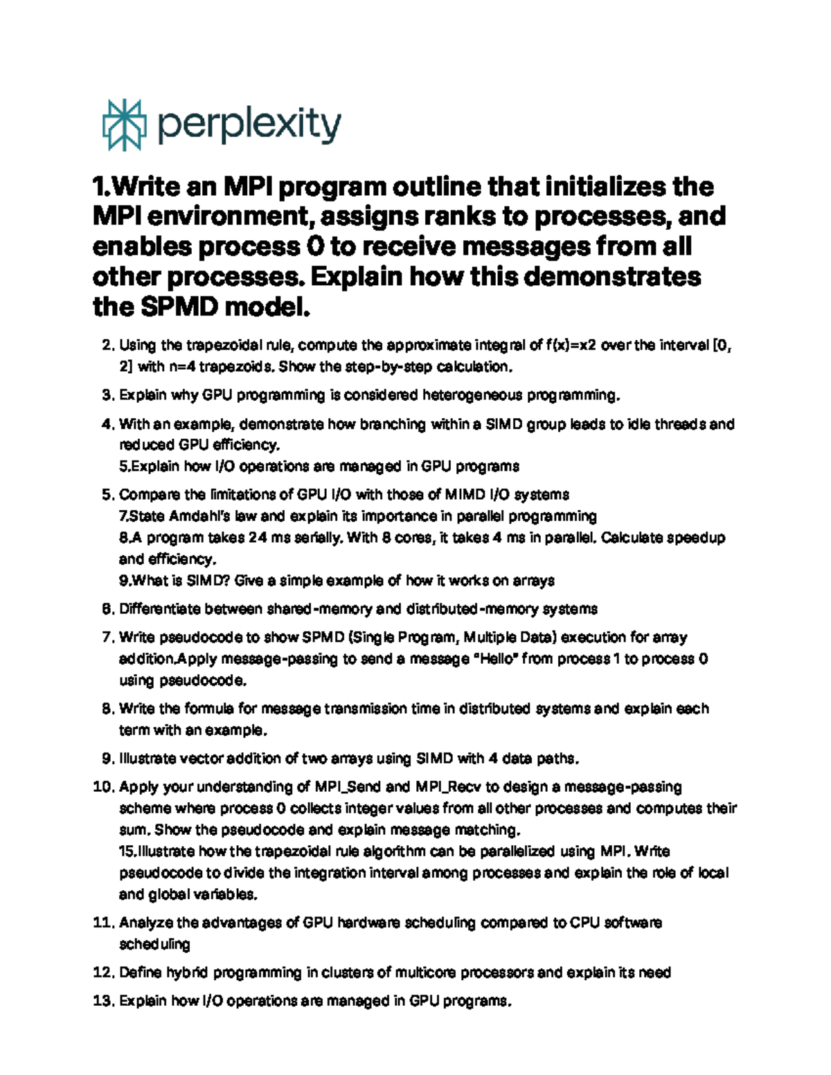 MPI Programming and GPU Concepts: Comprehensive Study Guide - Studocu