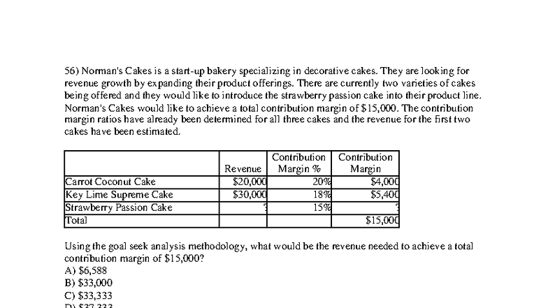 Revenue Growth Analysis for Cakes: Expanding Product Line (DAA 463 ...