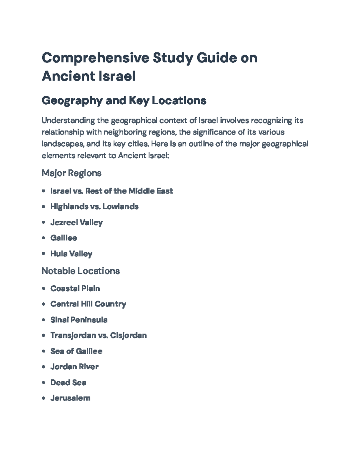 Comprehensive Study Guide on Ancient Israel (HIST 101) - Comprehensive ...