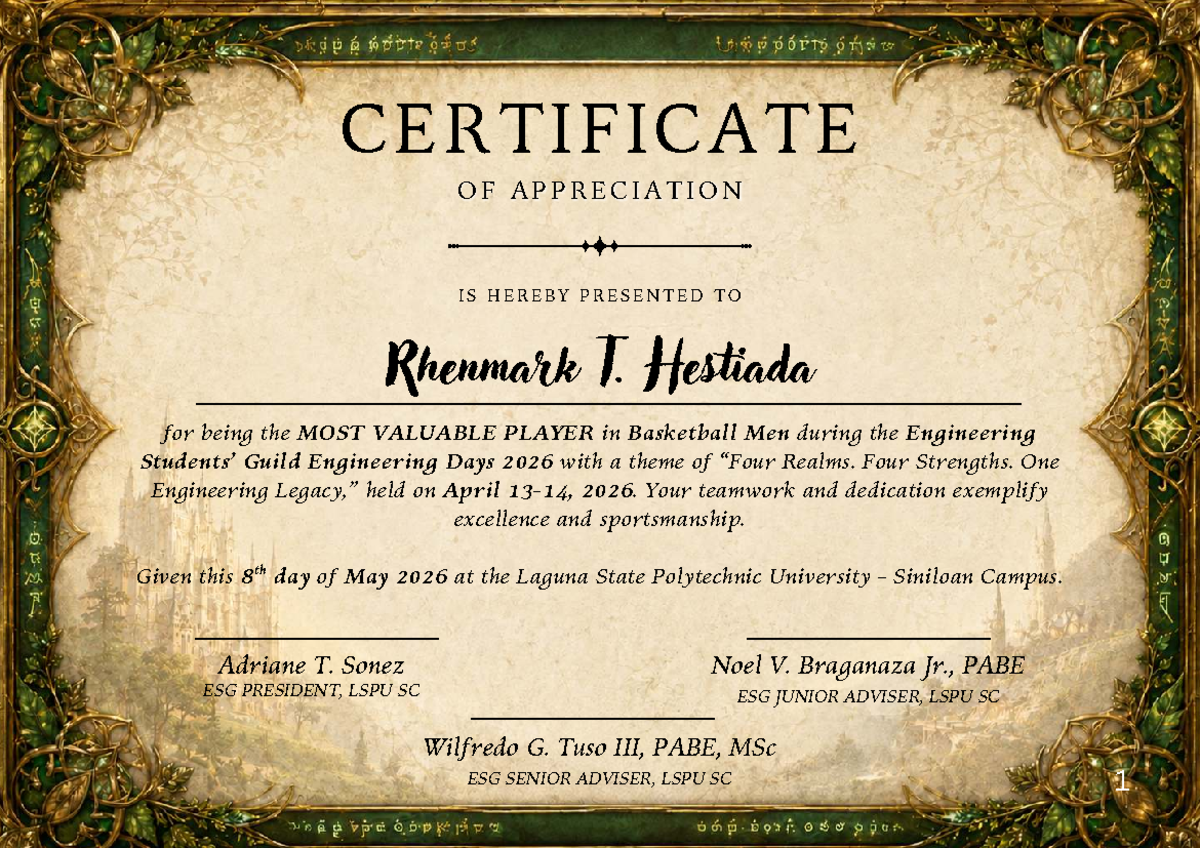 MVP & Mythical Five Awards - Engineering Guild Days 2026 - Studocu