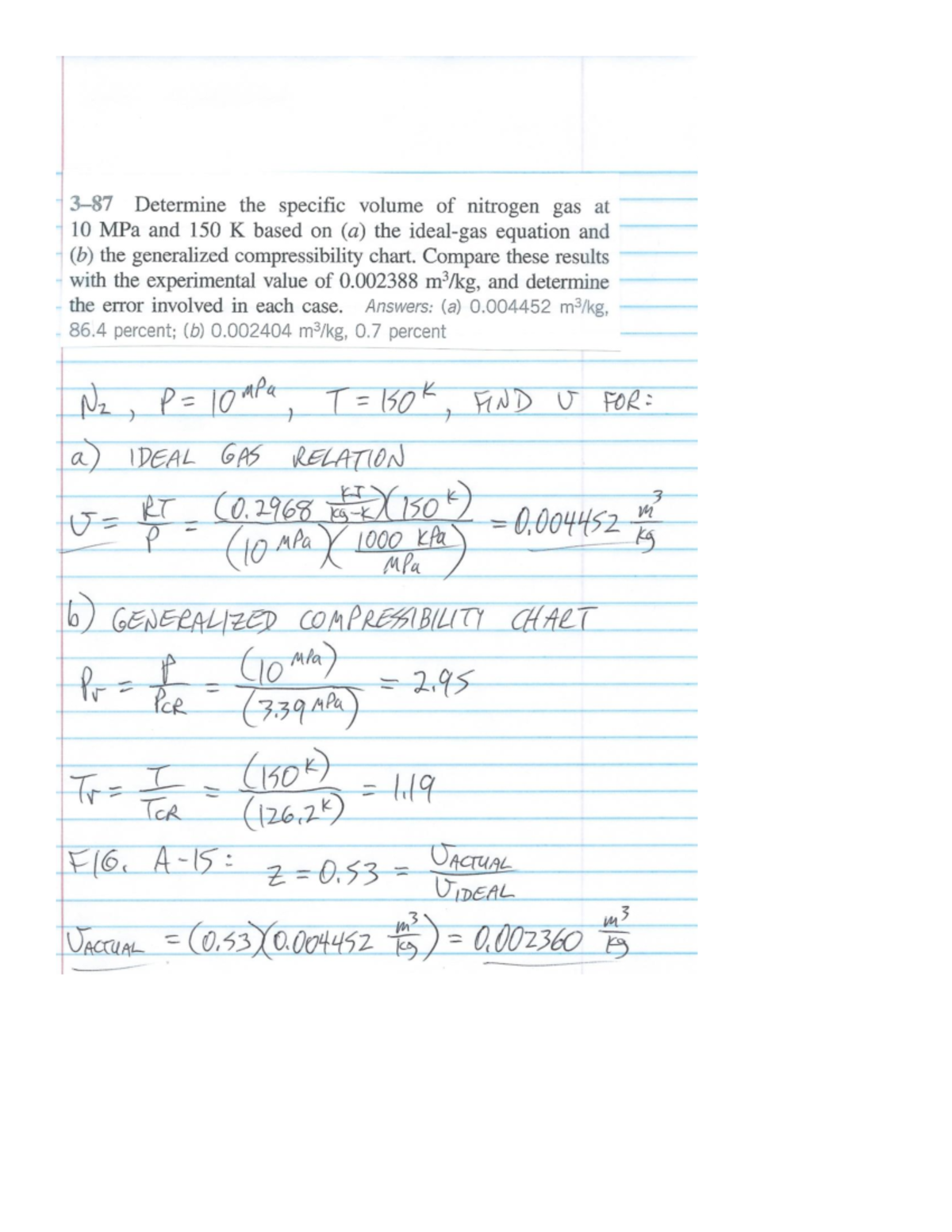 Practice problem solving Thermodynamics - Determine the specific volume ...