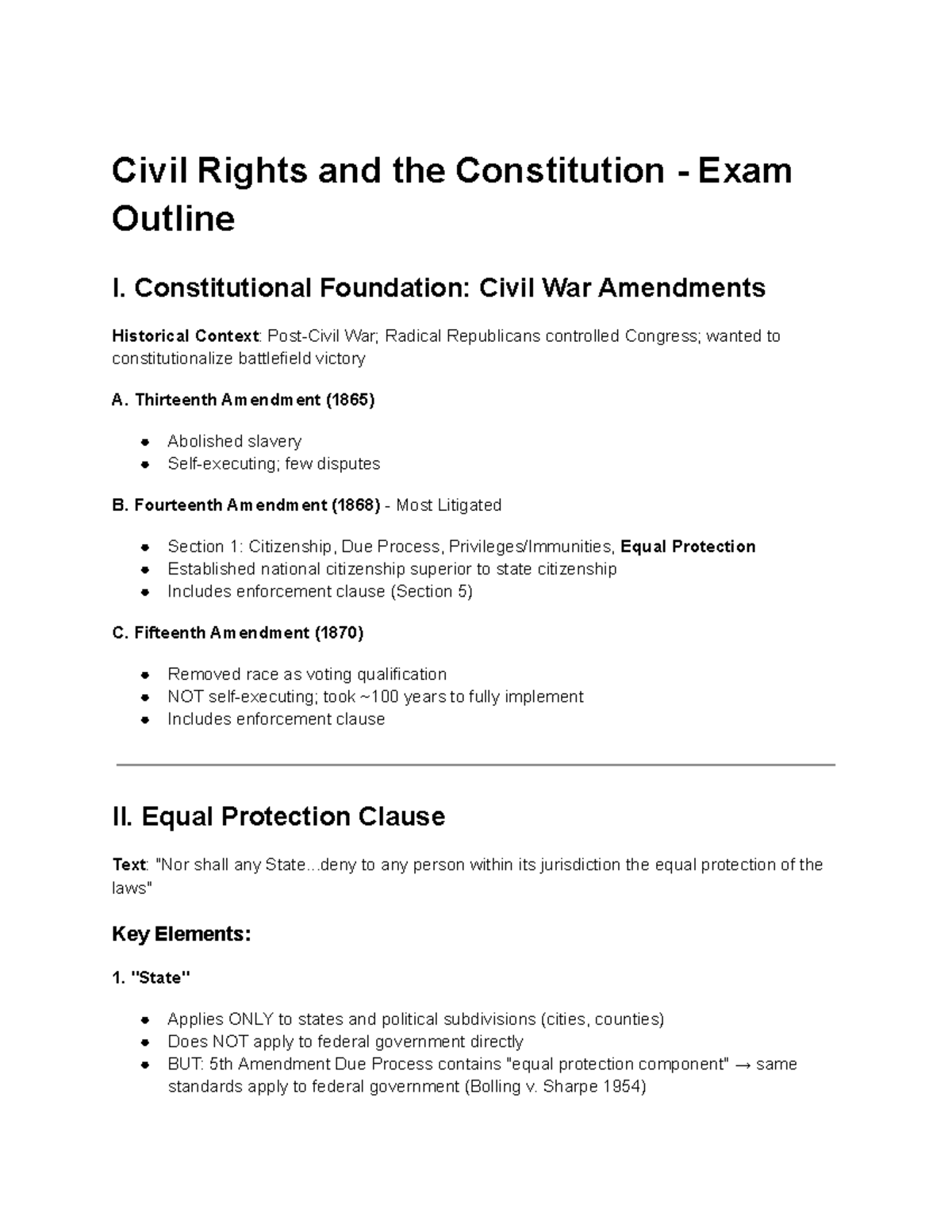 Civil Rights and the Constitution - Exam Outline (CIV 101) - Studocu