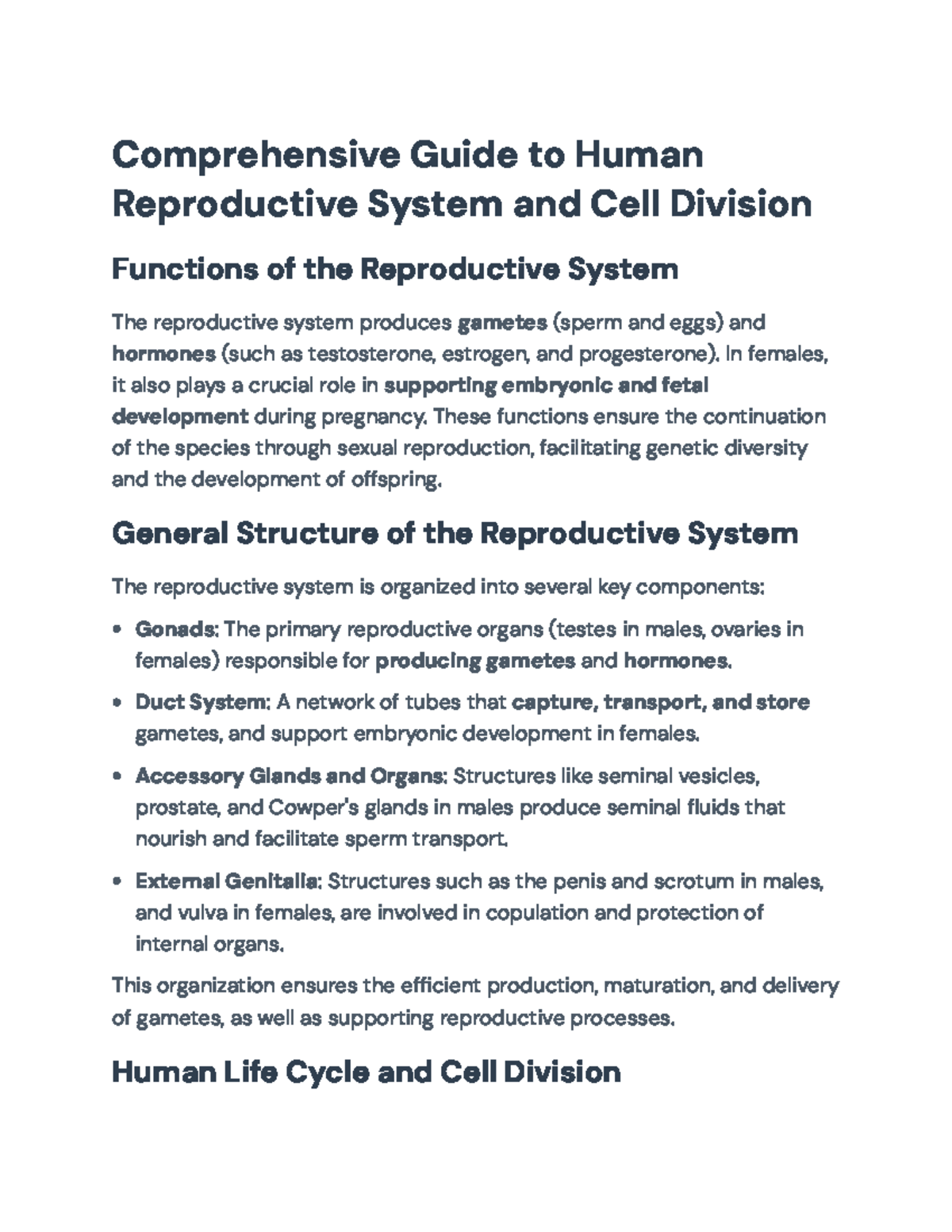Comprehensive Overview of Human Reproductive System & Cell Division ...