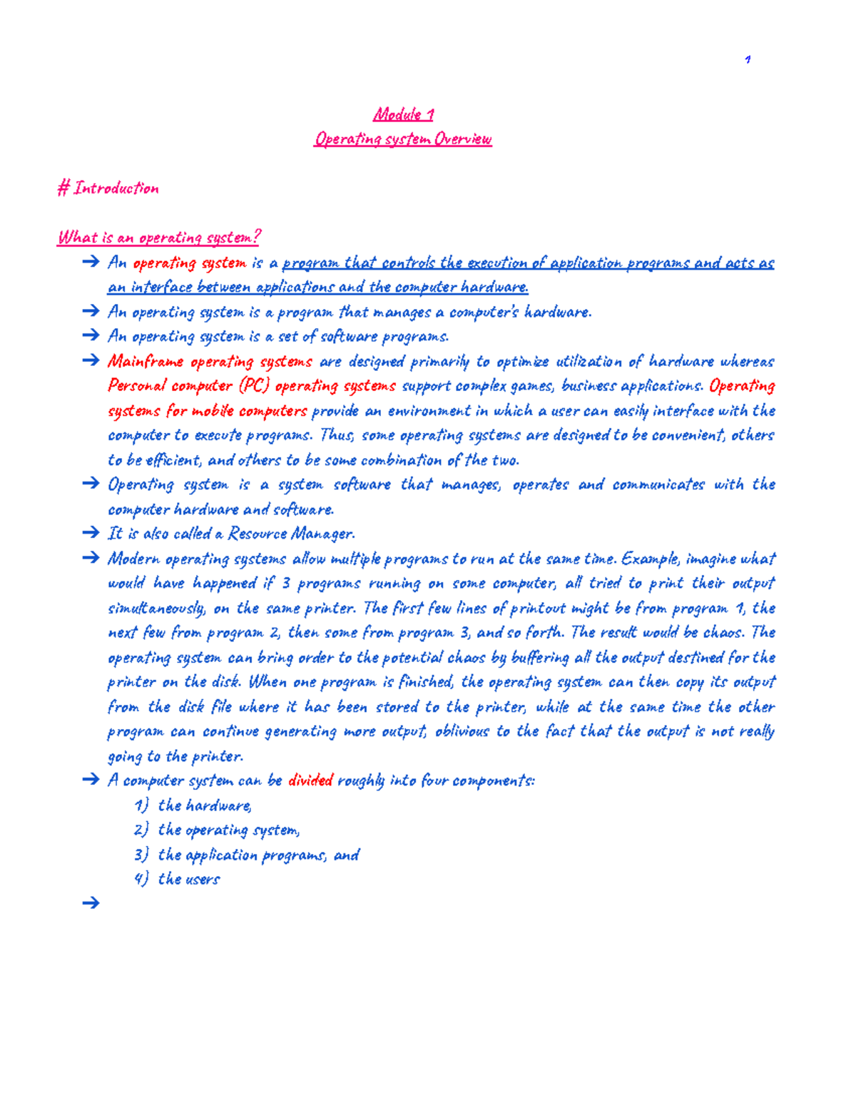 Operating System Overview: Key Concepts and Functions Explained - Studocu