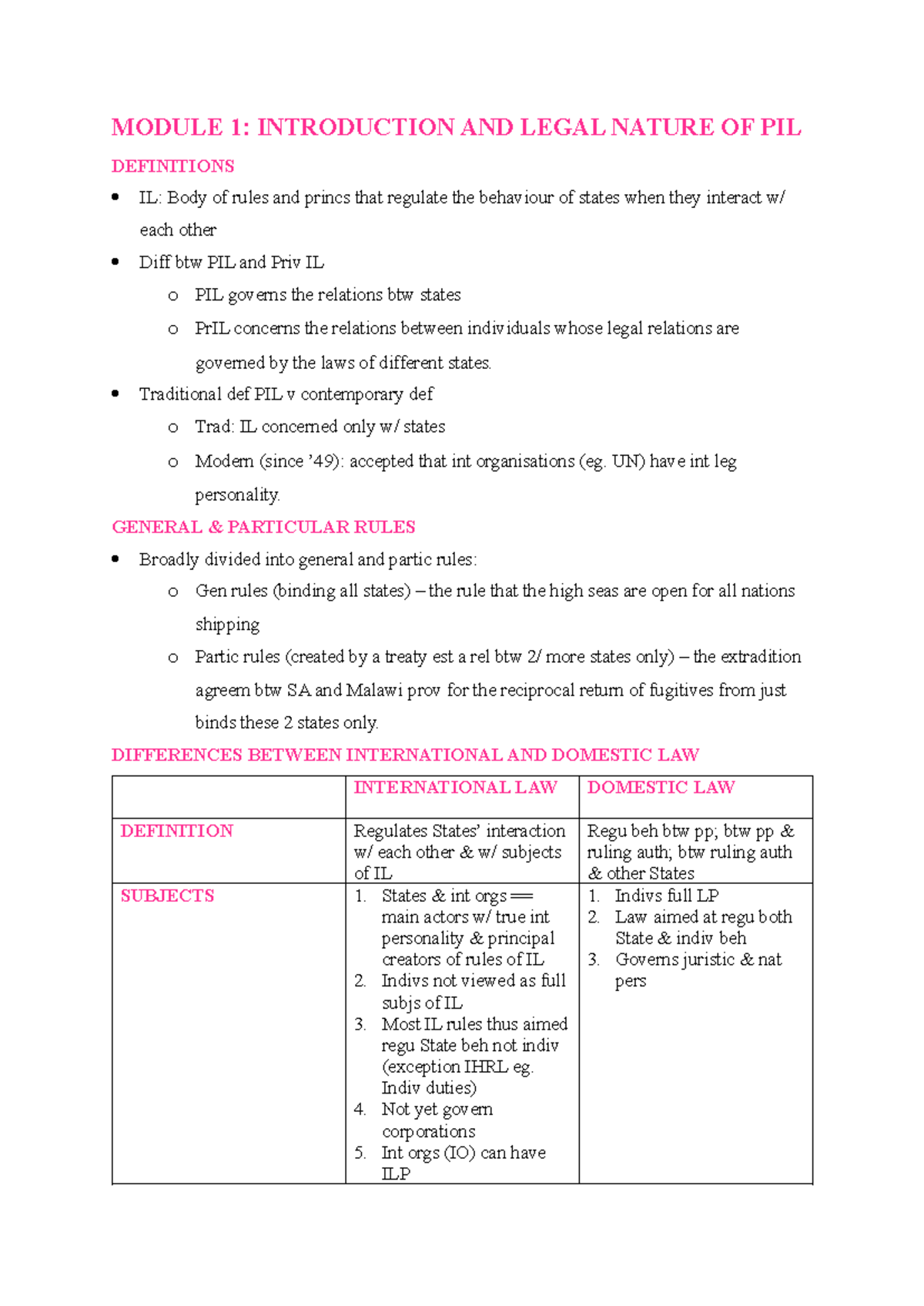 Module 1 - summary of J Dugards book for public international law ...