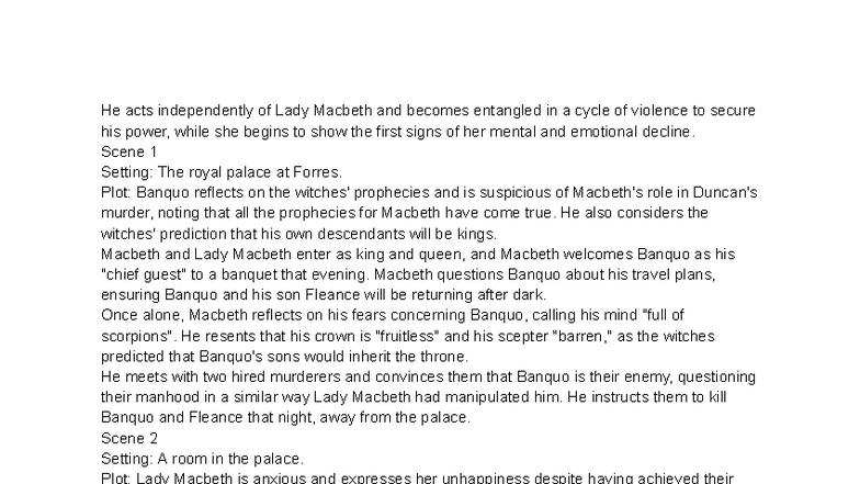 Macbeth Act 3 Scene Notes: Power, Paranoia, and Guilt - Studocu